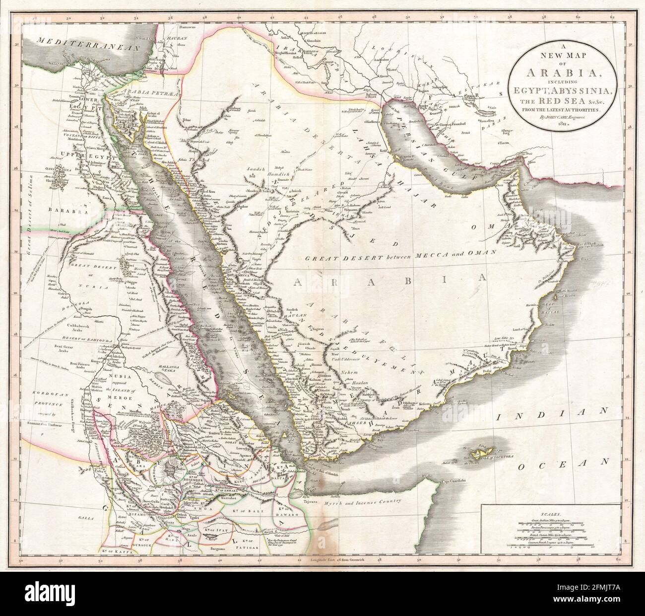 Vintage copper engraved map of Arabia from 19th century. All maps are ...