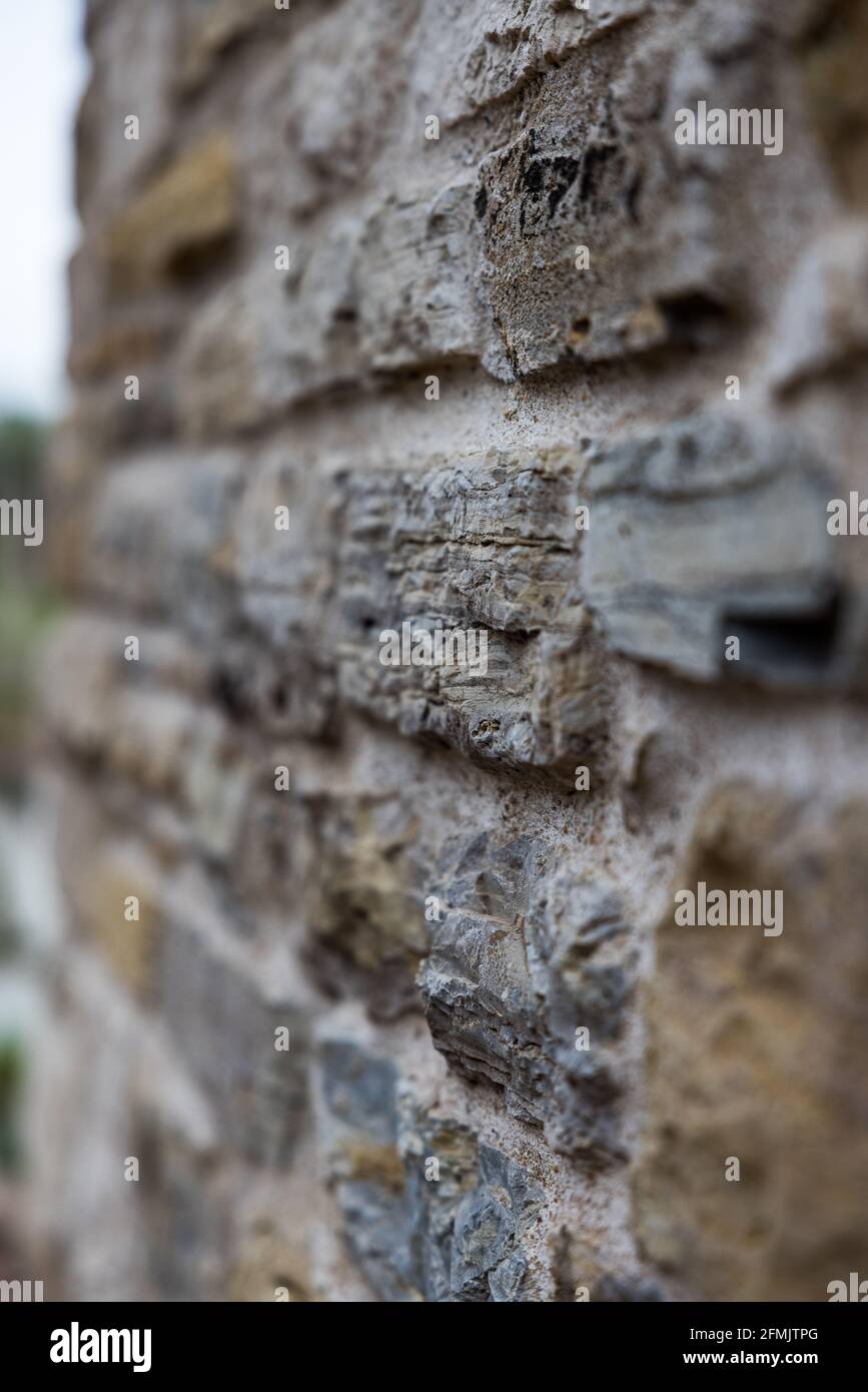 Texture of a rough stone block wall Stock Photo - Alamy