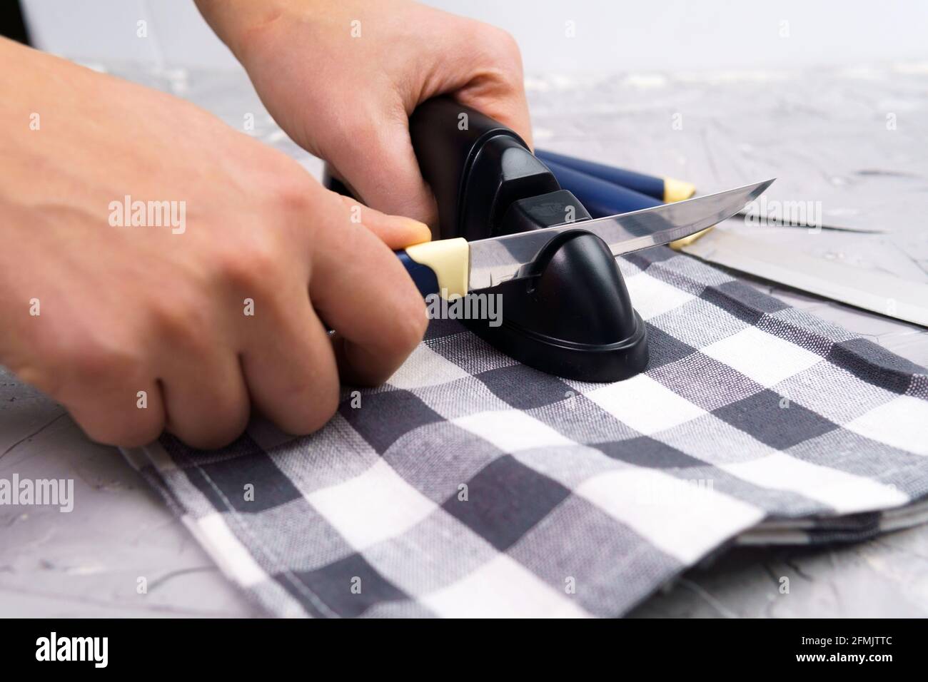 Close up worker sharpening metal hi-res stock photography and images ...