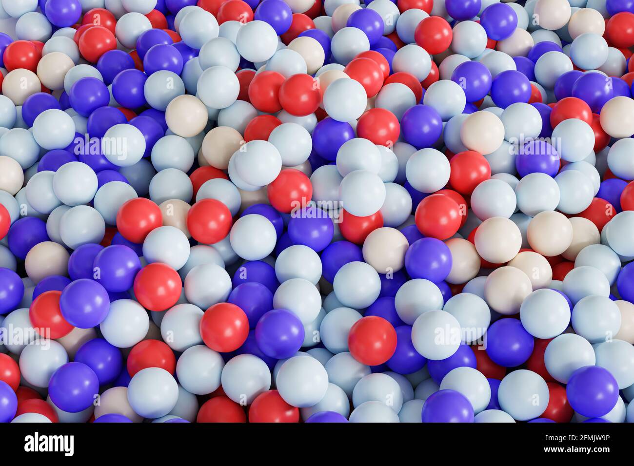 Blue, red and white balls or spheres background, 3d render illustration ...