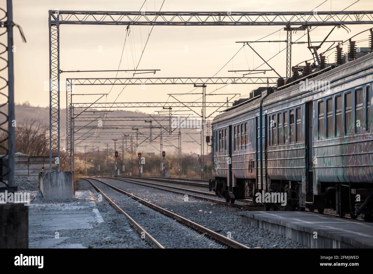 Picture of a beovoz service train ready for departure at the train ...