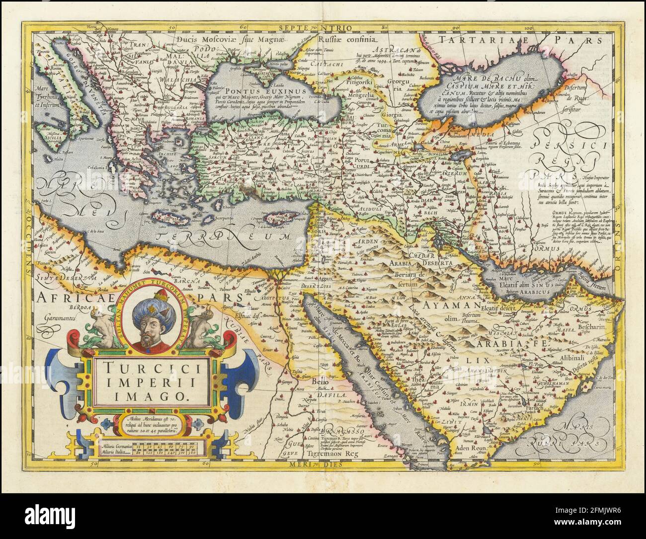 Vintage copper engraved map of Turkish Empire from 17th century. All ...