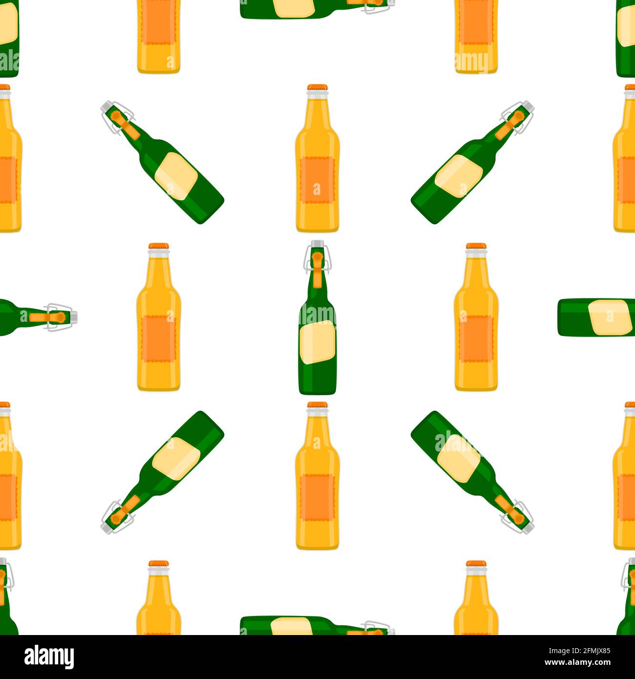 Illustration on theme seamless beer glass bottles with lid for brewery ...