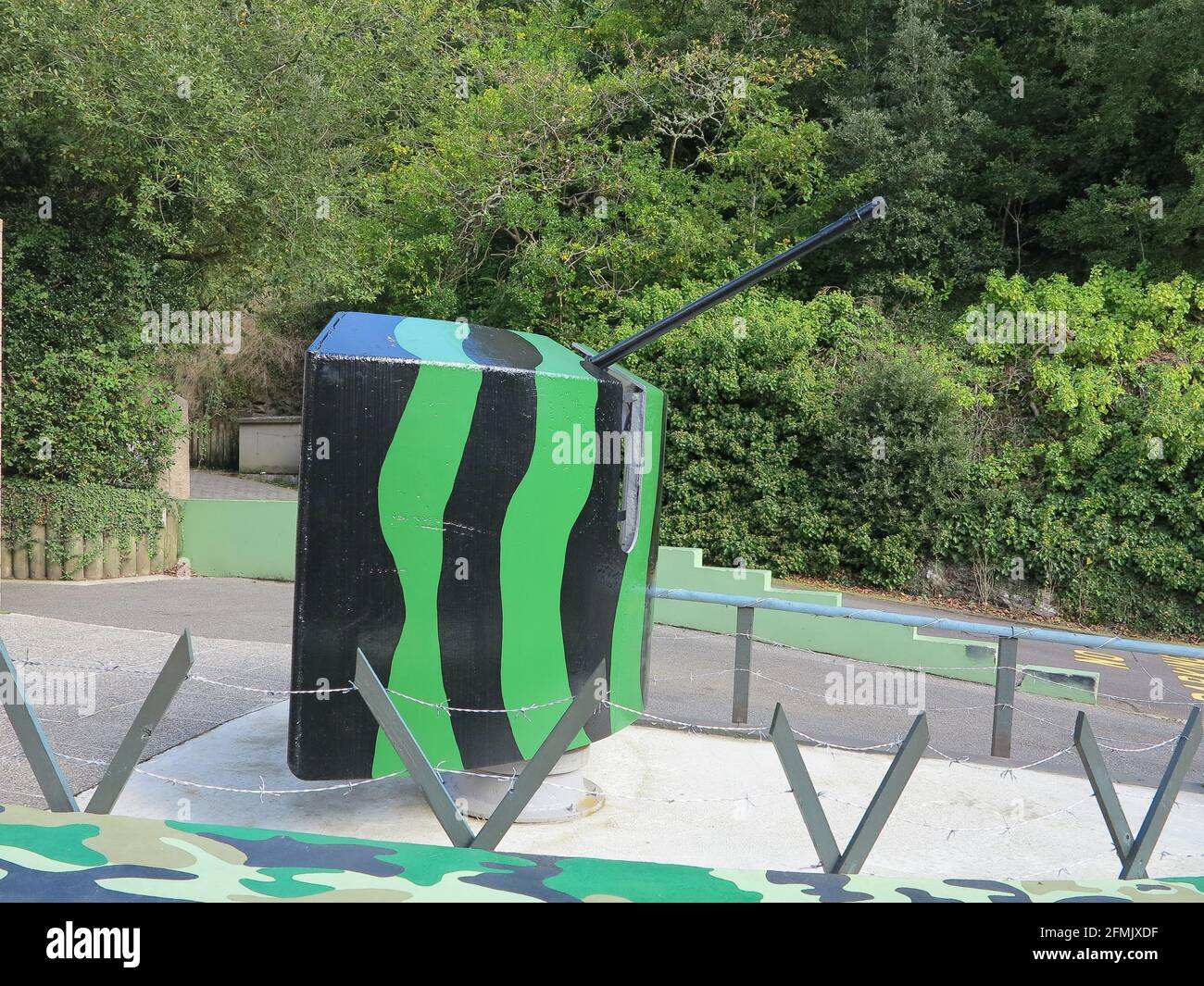 Side view of German 'Flak' Anti-Aircraft Gun in camouflage at Jersey ...
