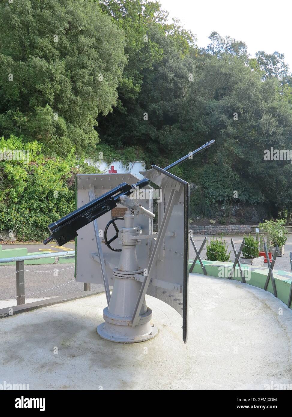 Side view of German 'Flak' Anti-Aircraft Gun in position at Jersey war ...