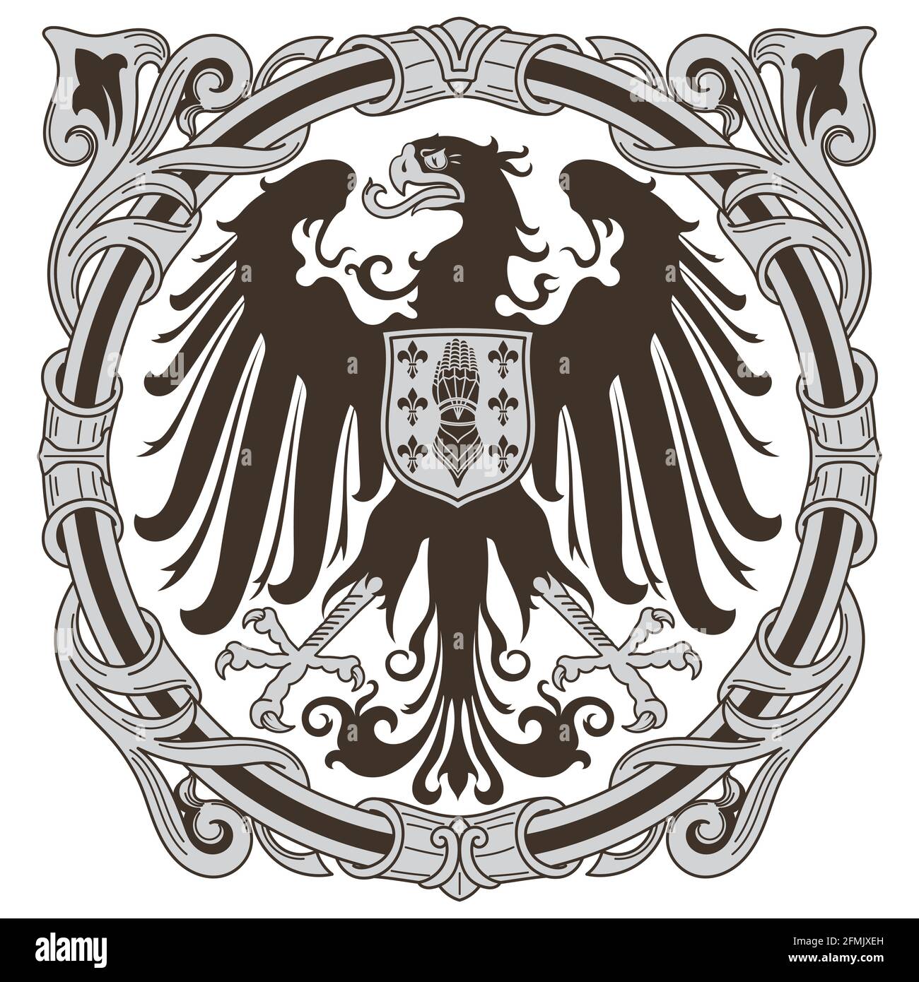 Medieval heraldic emblem design, heraldic eagle, knights shield, of ...
