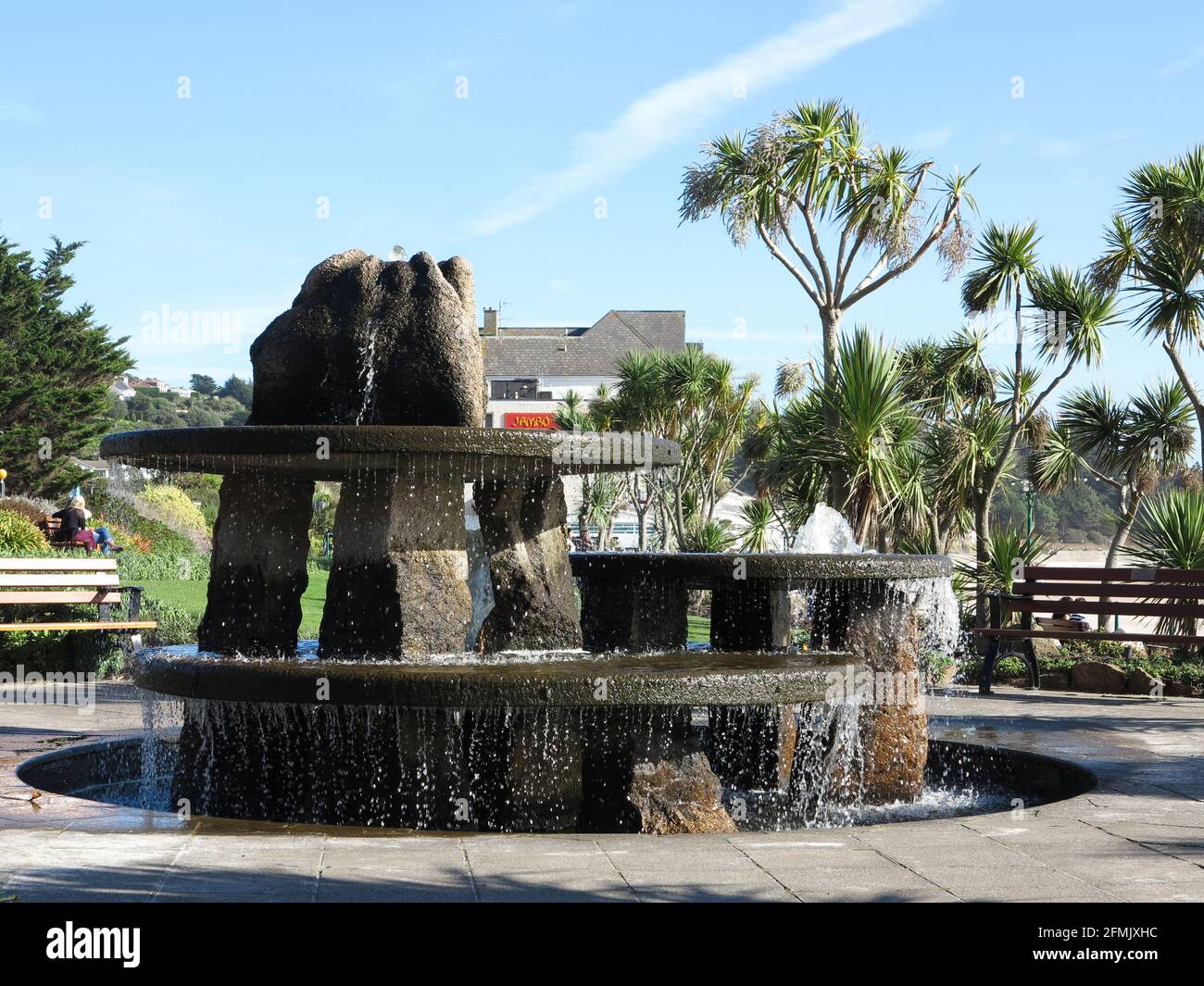 Water fountain feature in Churchill Memorial Park on the Island of ...