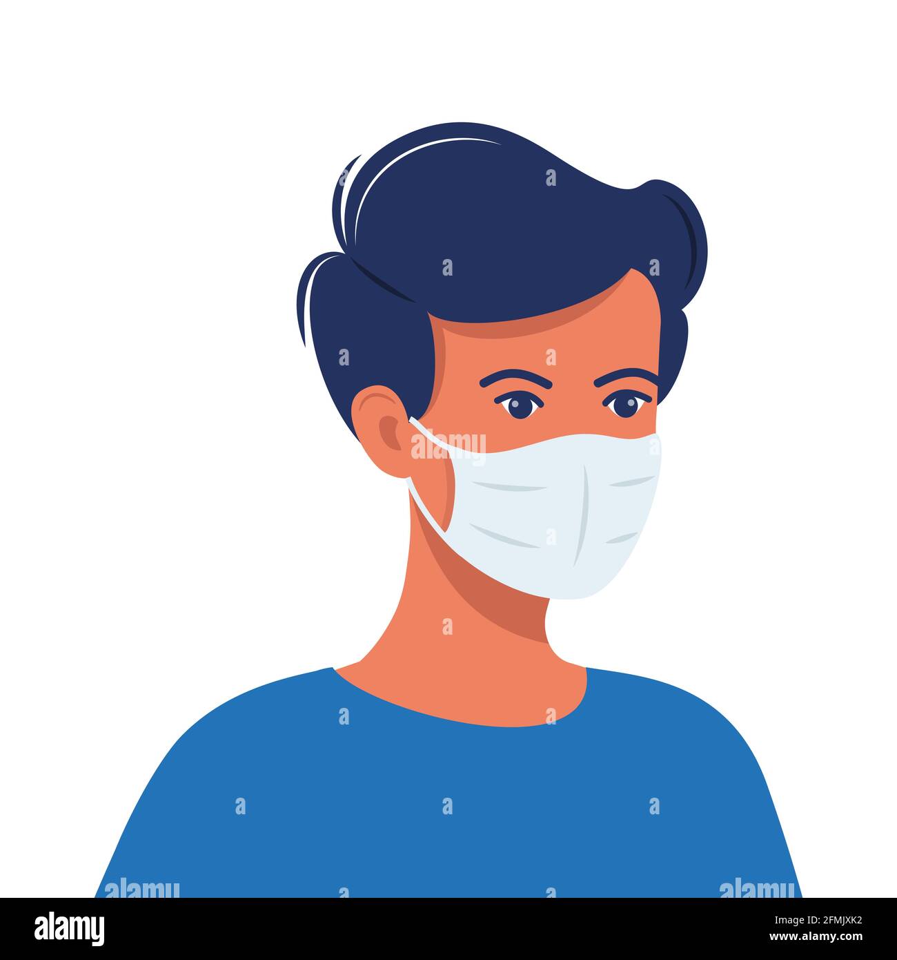 Man with protective medical mask on face for prevent virus. Human in ...