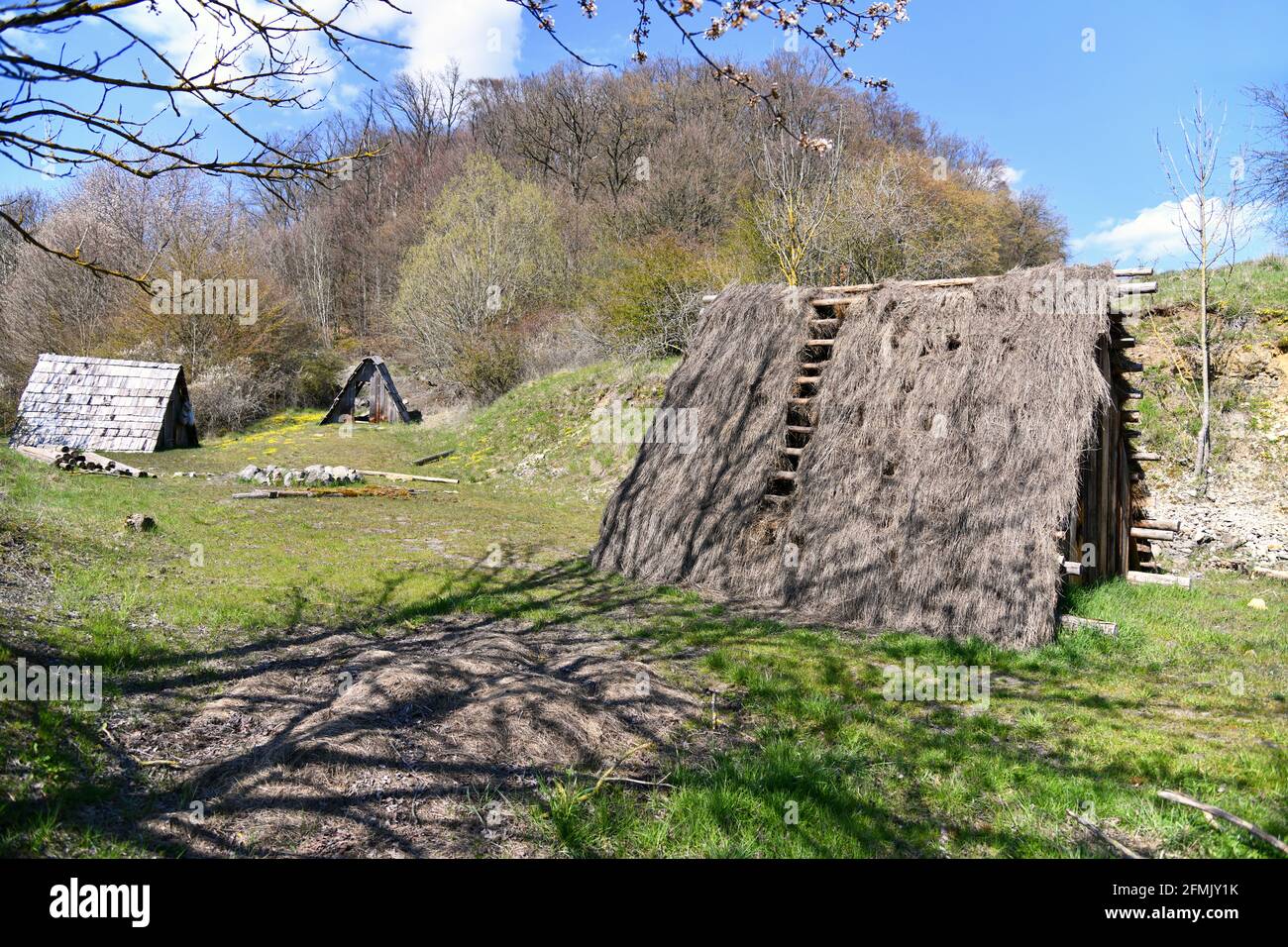 old huts in the forest Stock Photo - Alamy