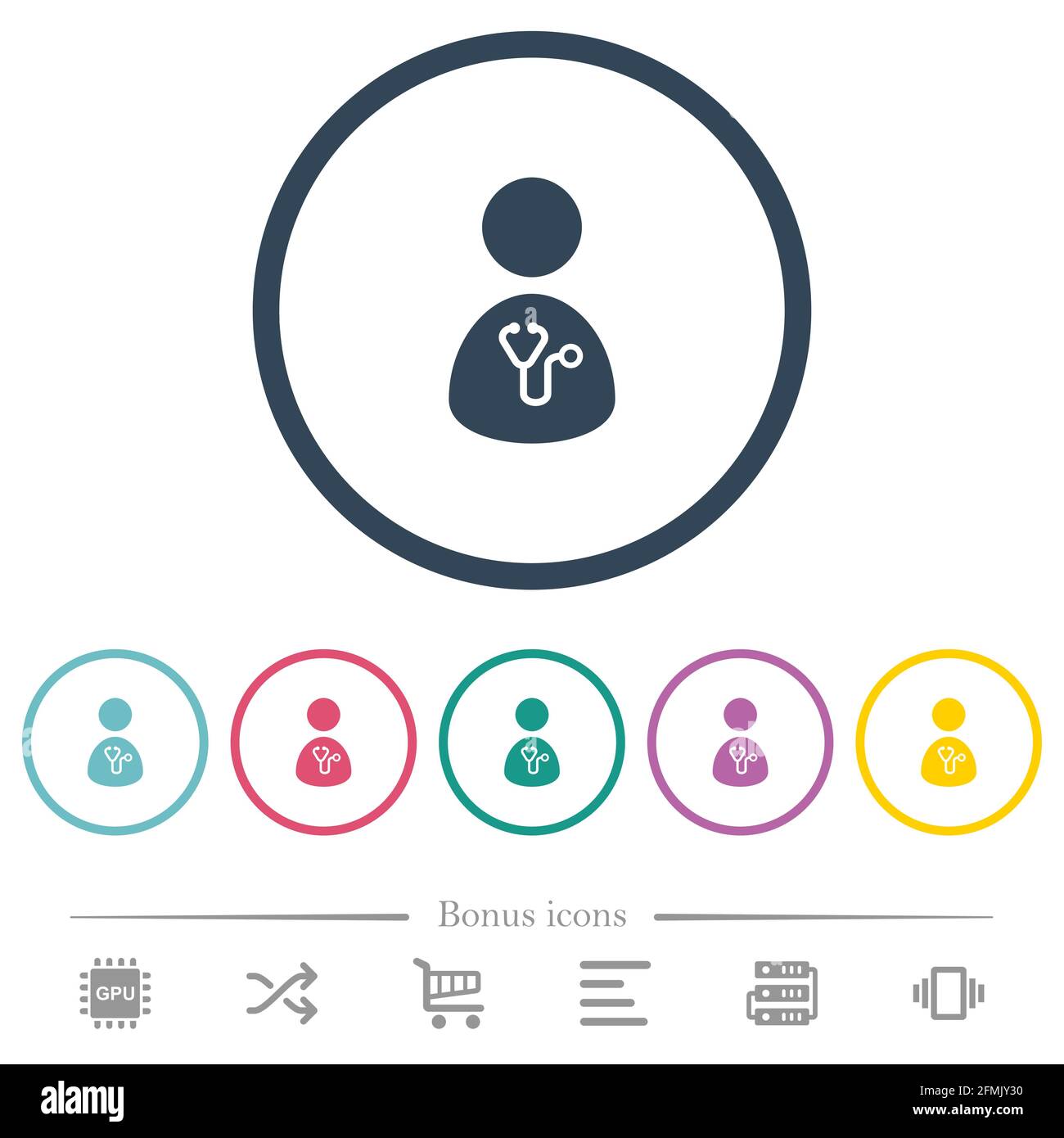 Doctor flat color icons in round outlines. 6 bonus icons included Stock ...