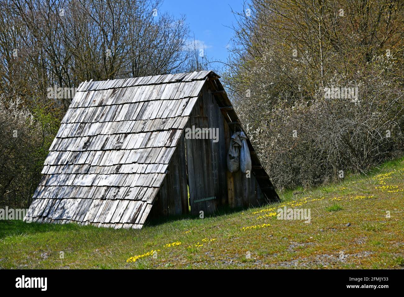 old huts in the forest Stock Photo - Alamy