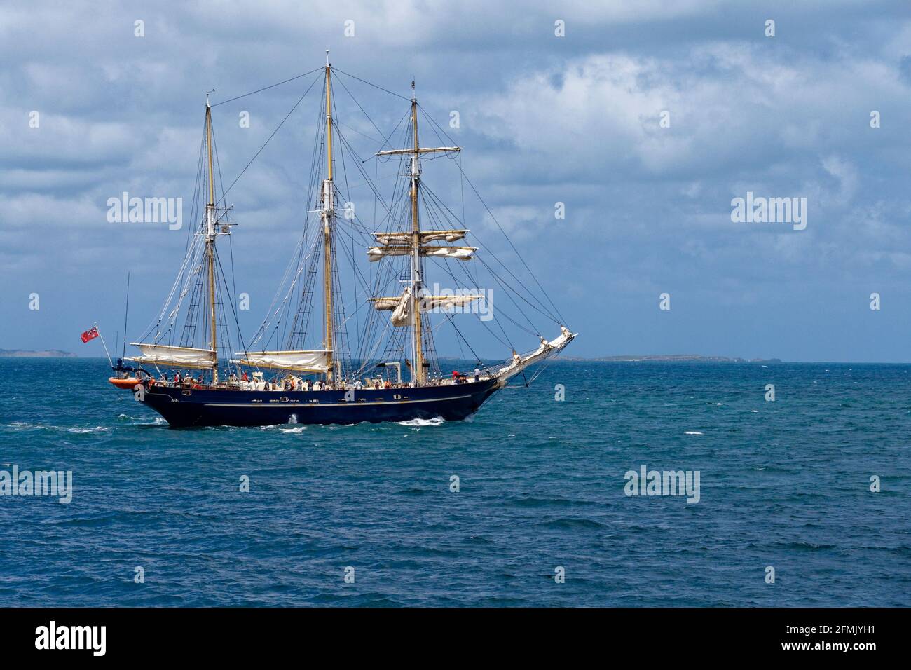 Tall ship STS Leeuwin II entering Fremantle Harbour, Western Australia ...