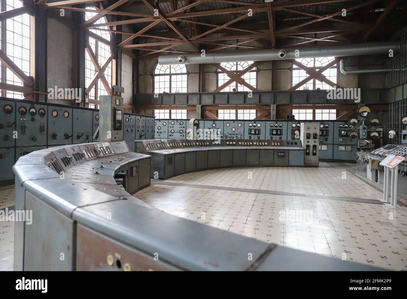 Control Panel of an old Power Plant Stock Photo - Alamy