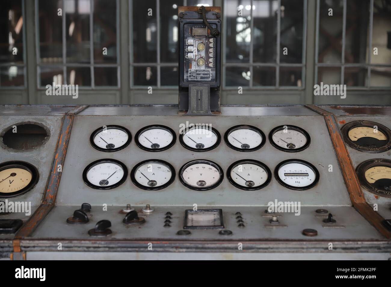 Control Panel of an old Power Plant Stock Photo - Alamy
