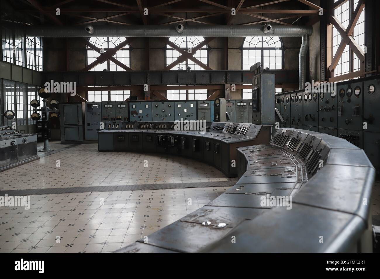 Control Panel of an old Power Plant Stock Photo - Alamy