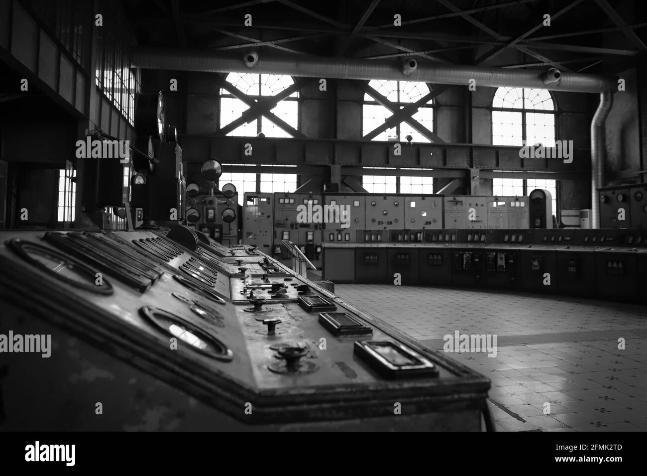 Control Panel of an old Power Plant Stock Photo - Alamy
