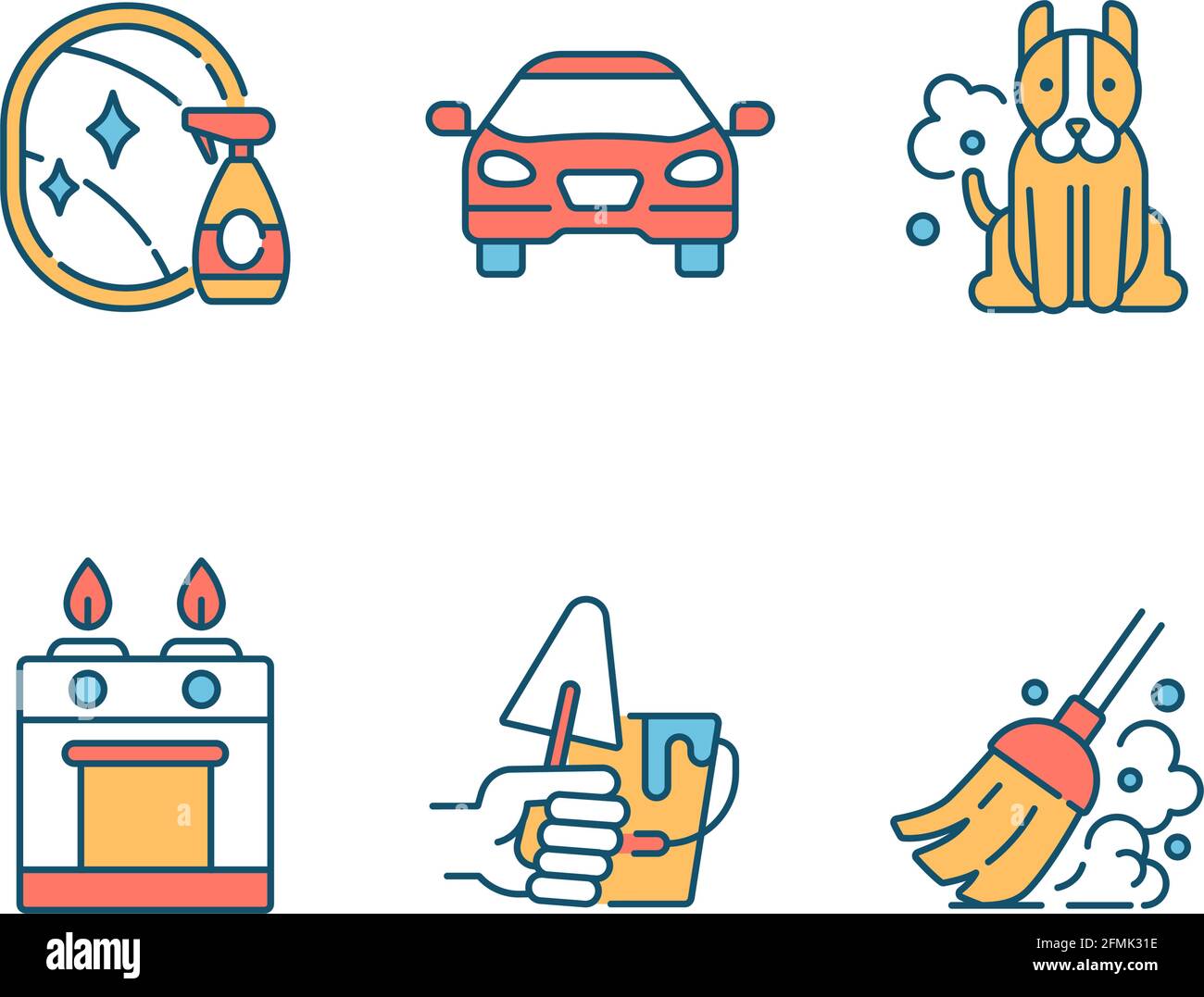 Home cleaning and maintenance RGB color icons set Stock Vector Image ...