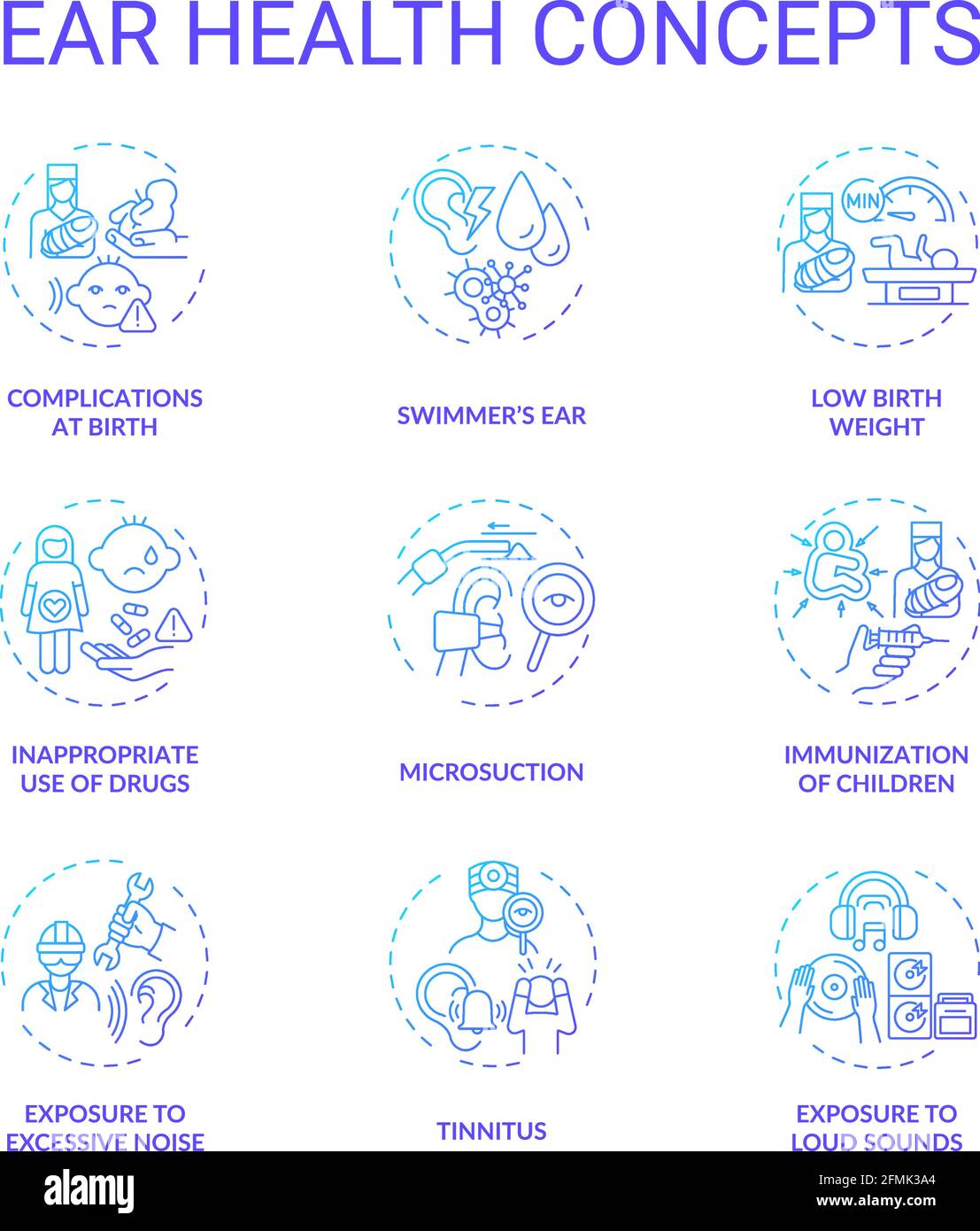 Ear health concept icons set Stock Vector Image & Art - Alamy