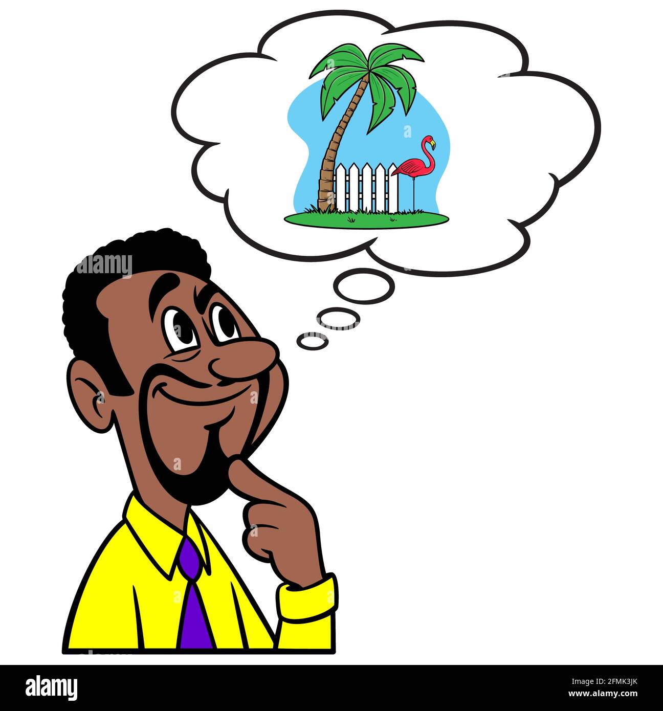 Man thinking about Retirement - A cartoon illustration of a man ...
