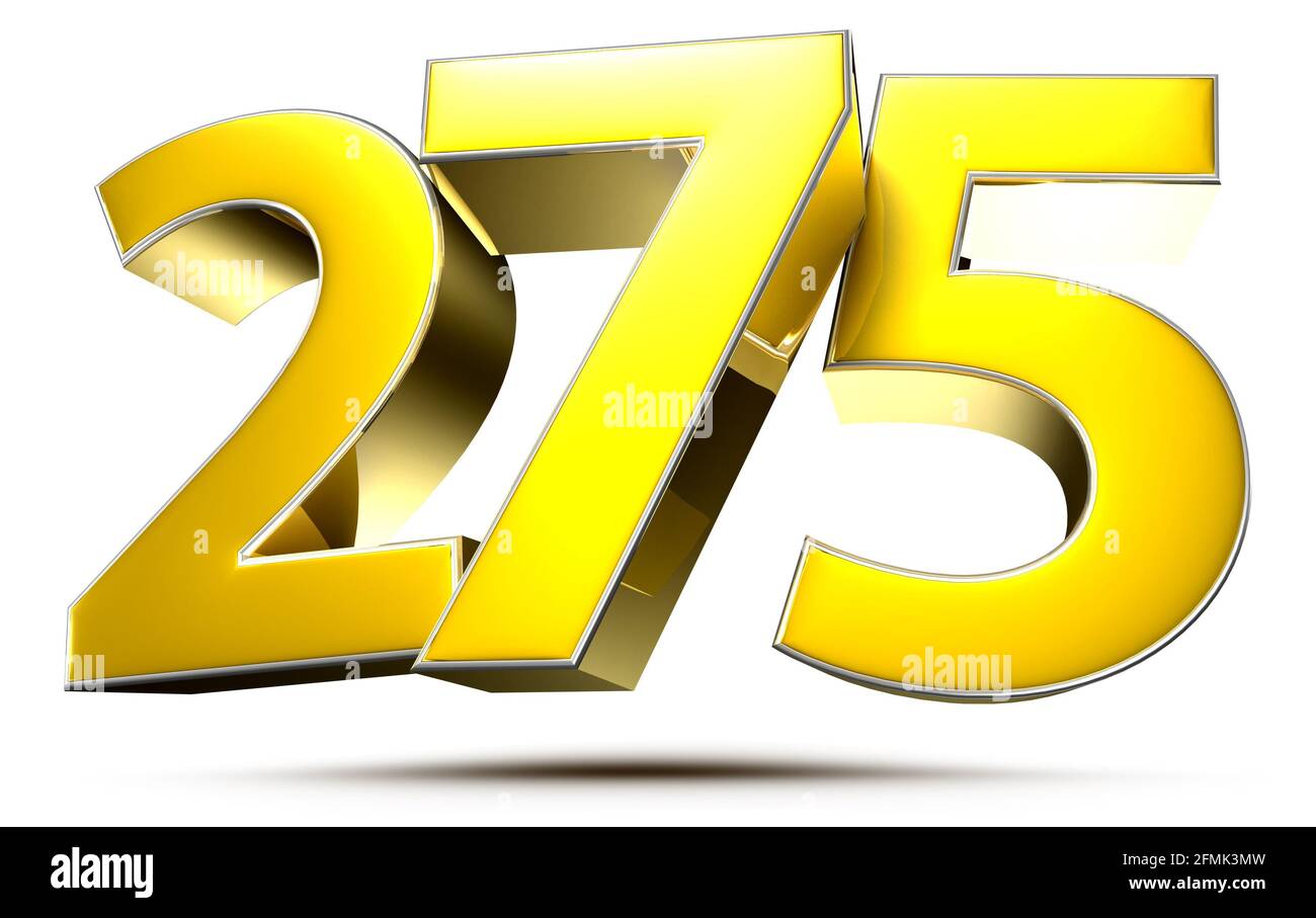 275 gold 3D illustration on white background with clipping path Stock ...