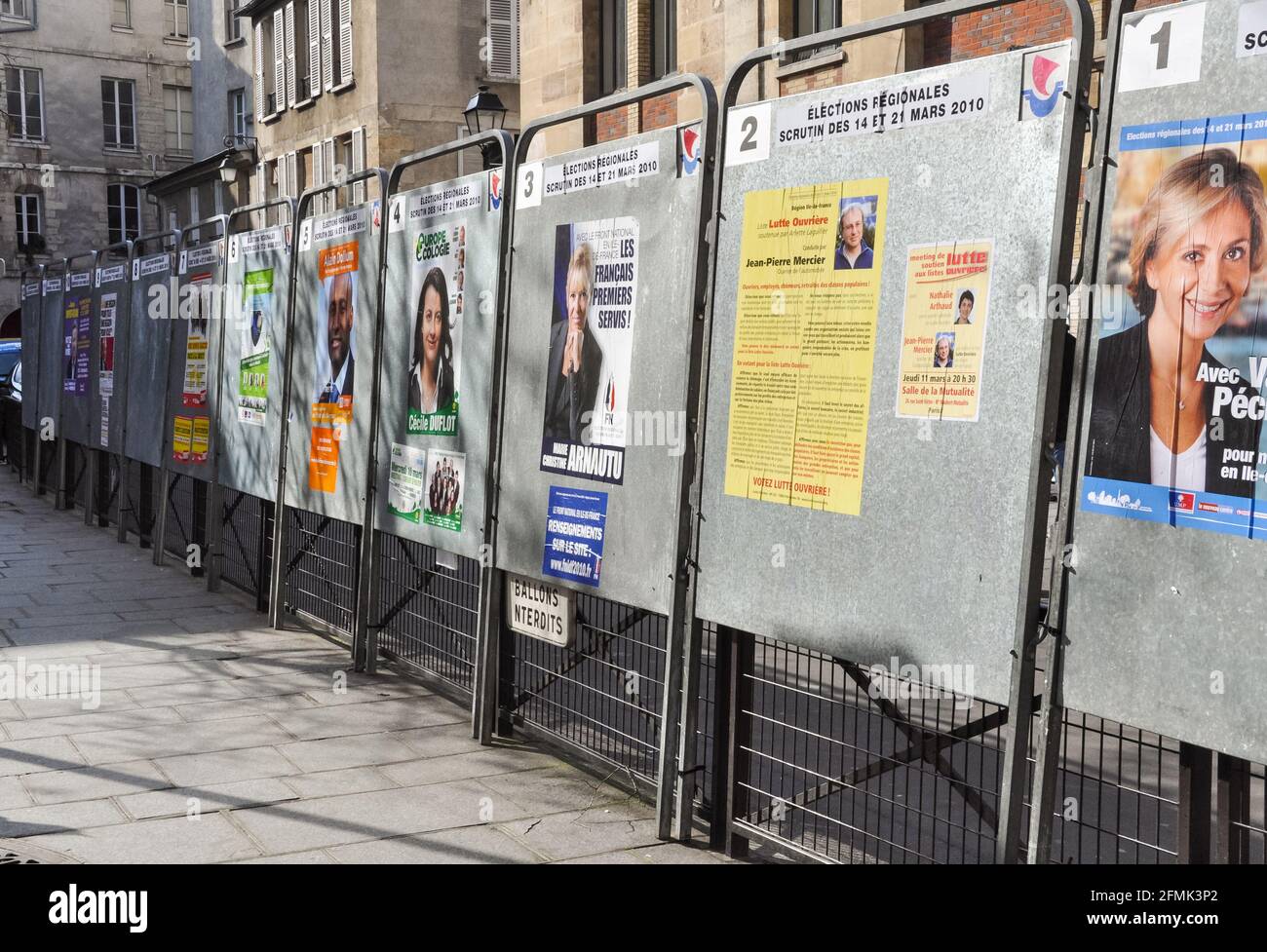 PARIS, FRANCE - CIRCA MARCH 2010: Official election boards set up for ...