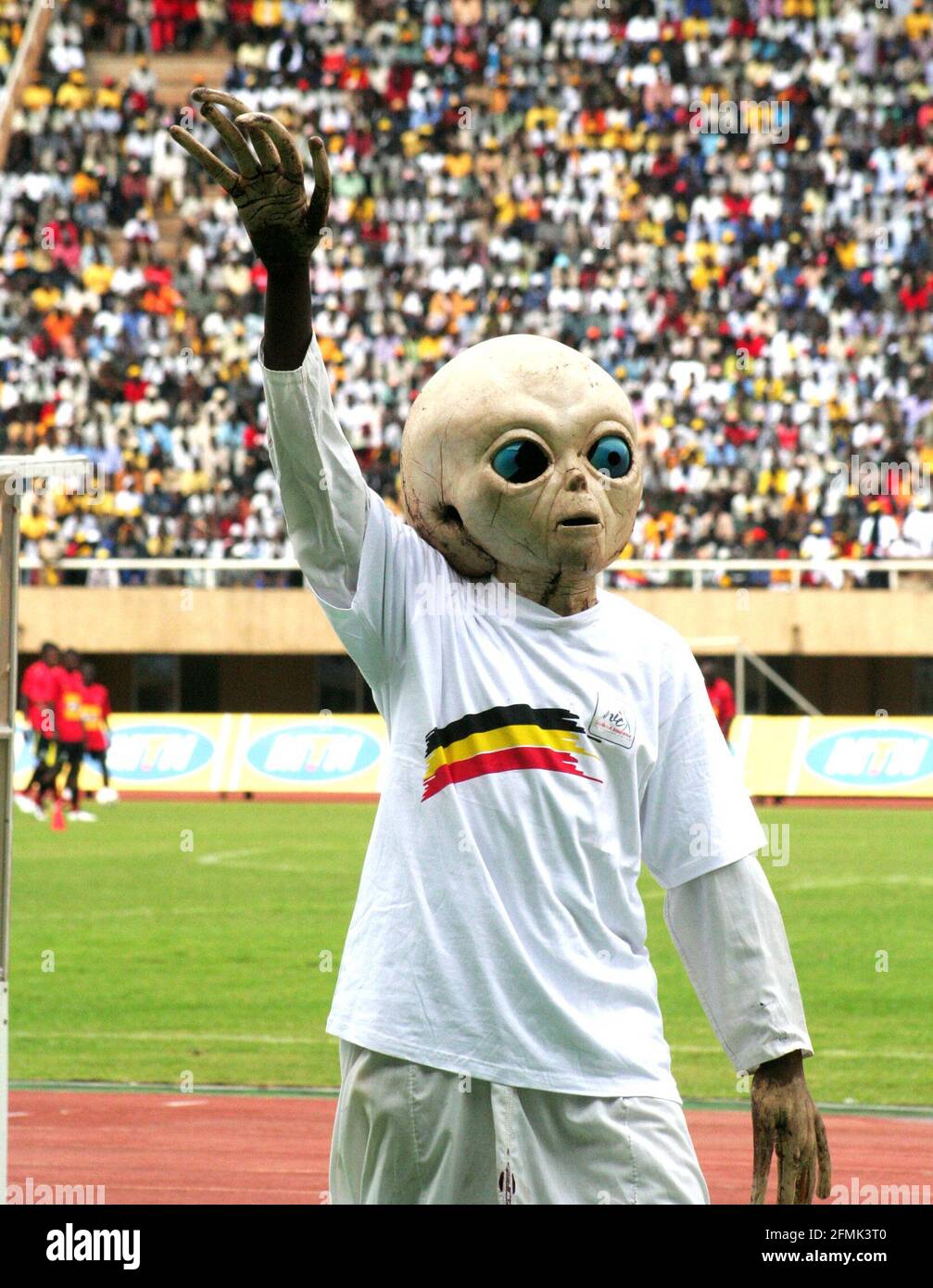 A mascot entertaining fans at Mandela stadium during Africa Cup of ...