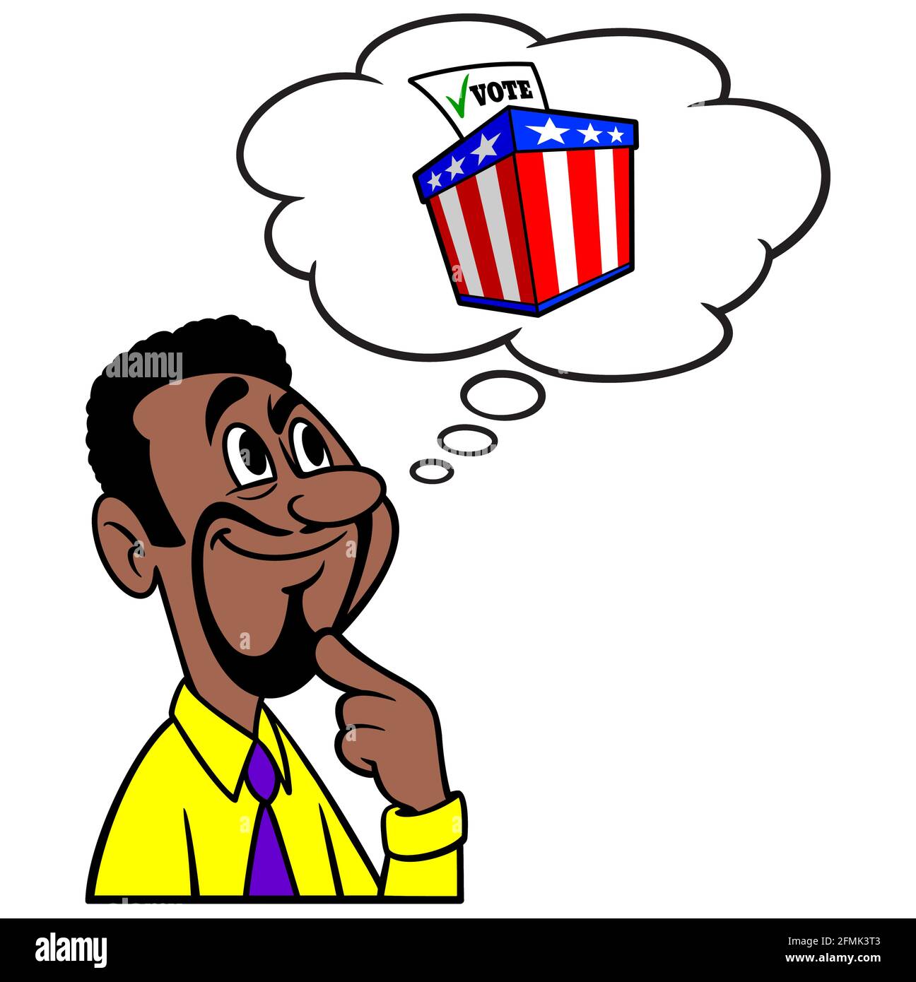 Man thinking about Voting - A cartoon illustration of a man thinking ...