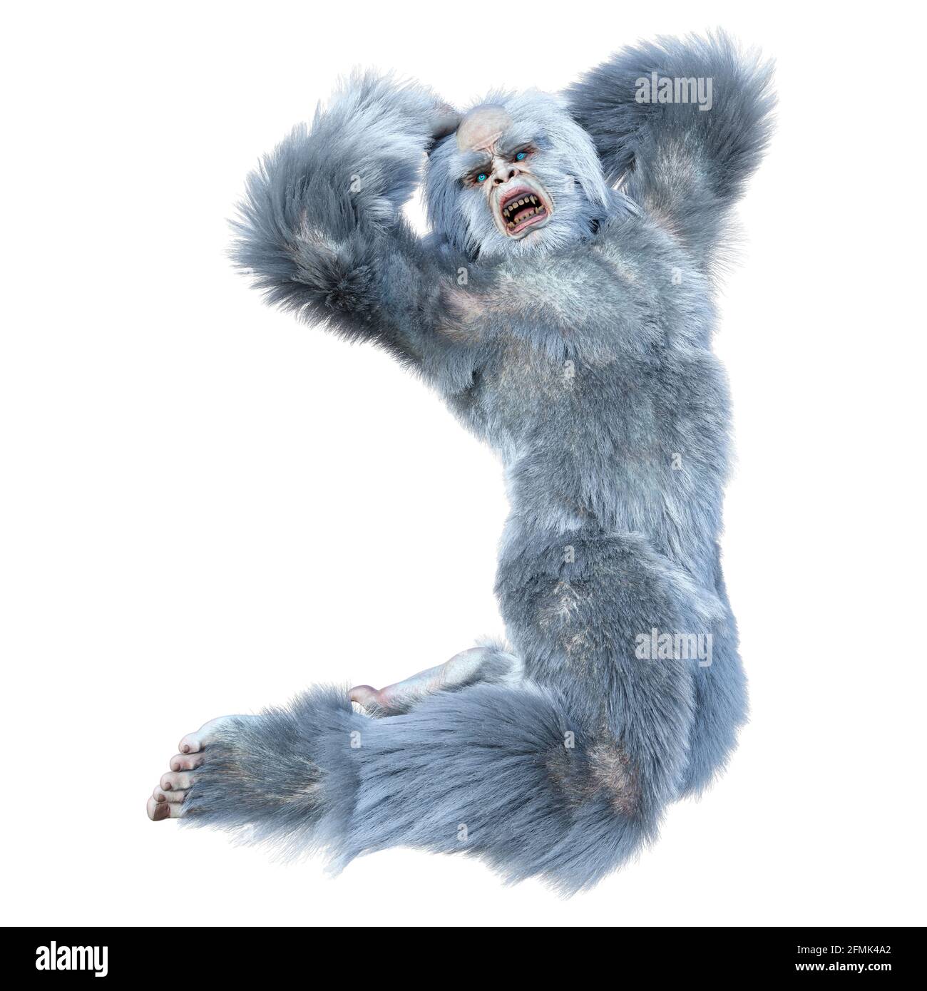 3D rendering of a fantasy creature yeti isolated on white background ...