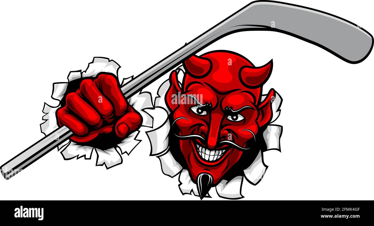Devil Satan Ice Hockey Sports Mascot Cartoon Stock Vector Image & Art ...