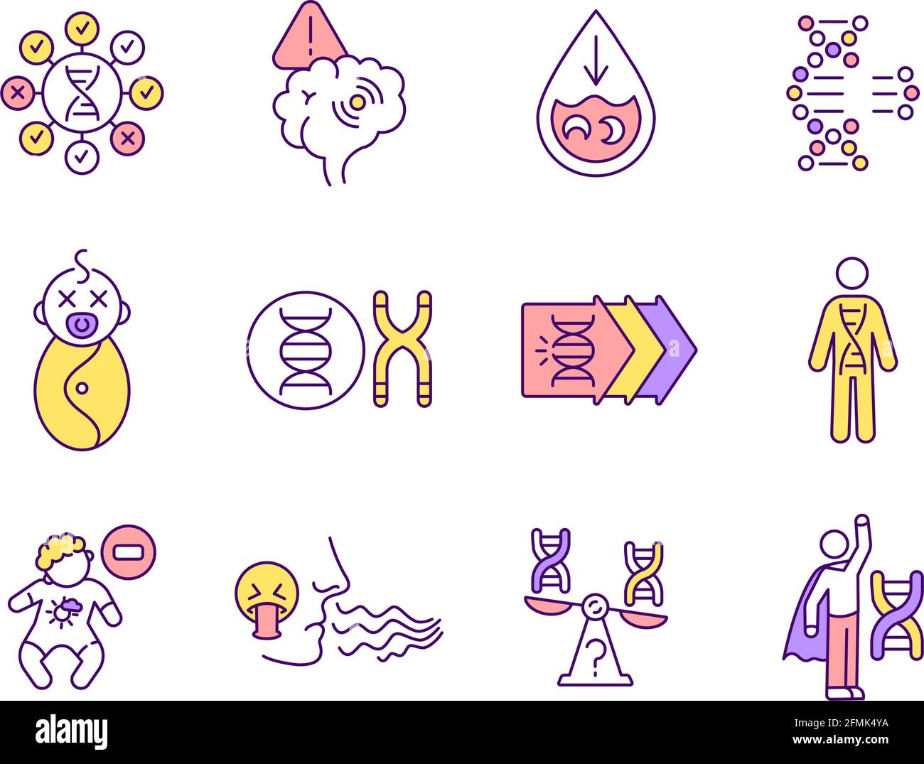 Genetic diseases RGB color icons set Stock Vector Image & Art - Alamy