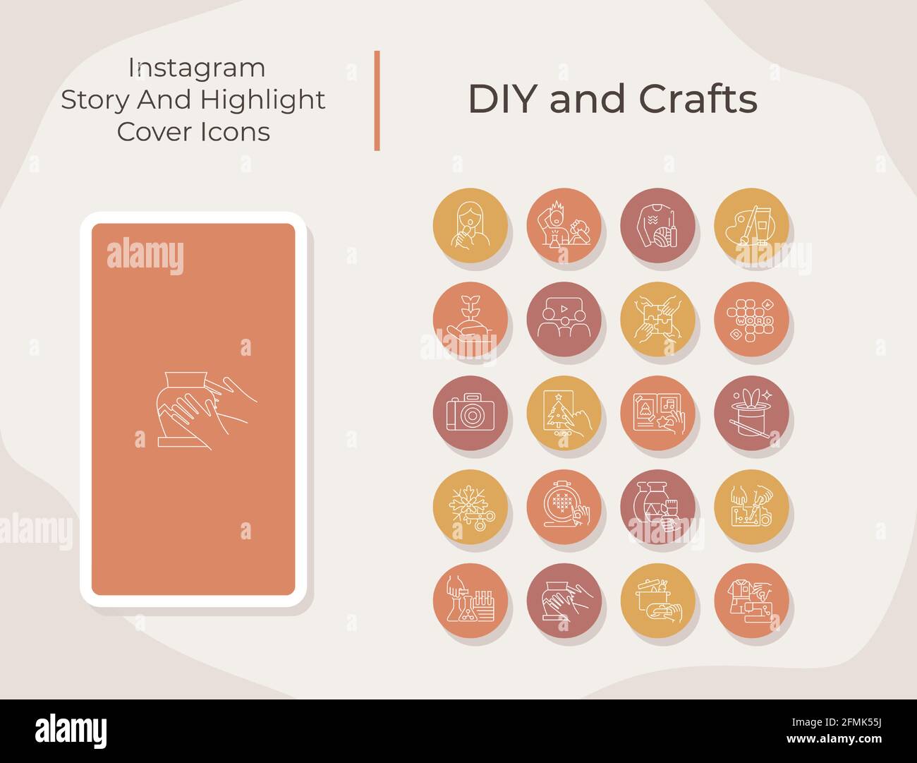DIY and crafts social media story and highlight cover icons set Stock ...
