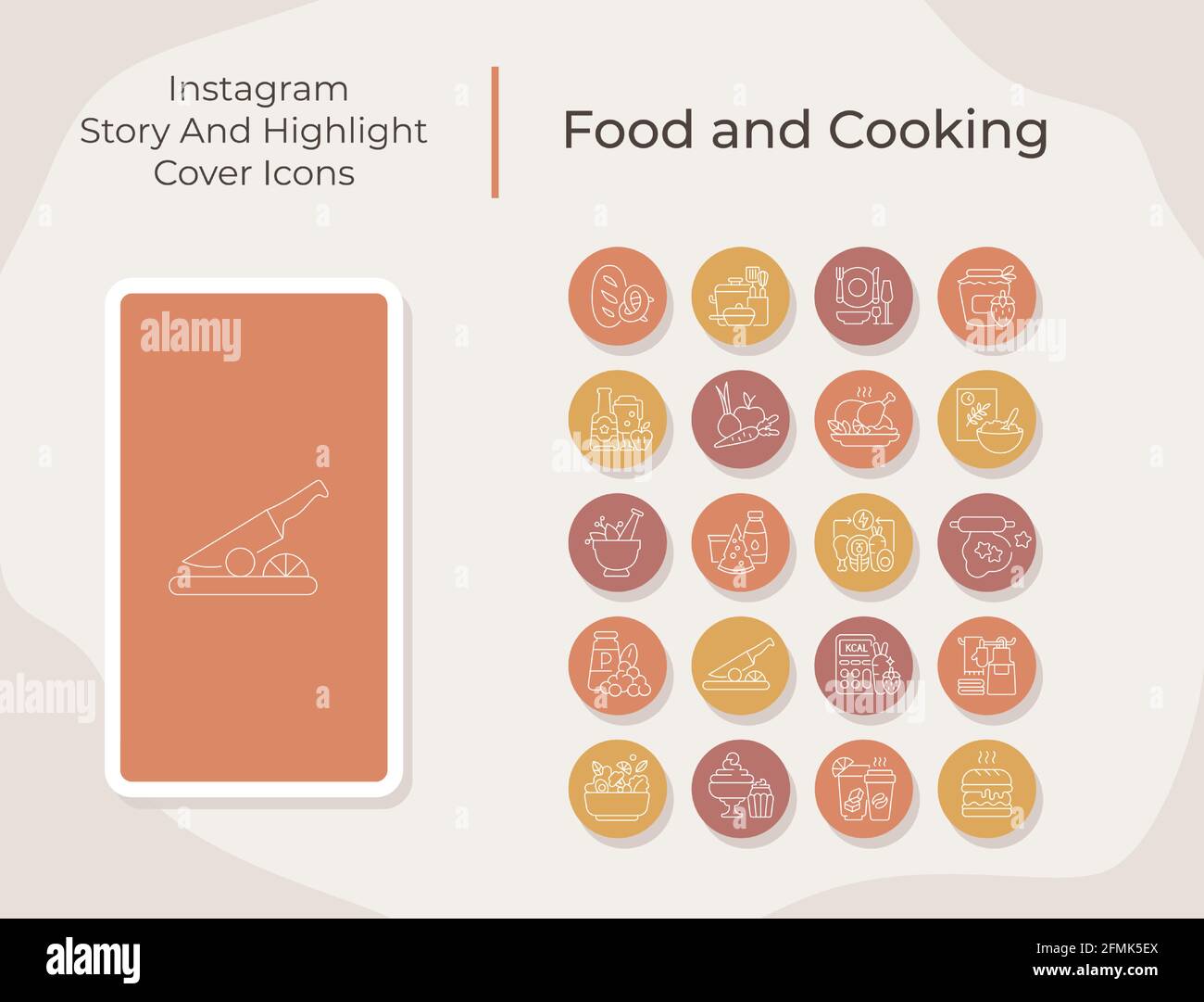 Food and cooking social media story and highlight cover icons set Stock ...