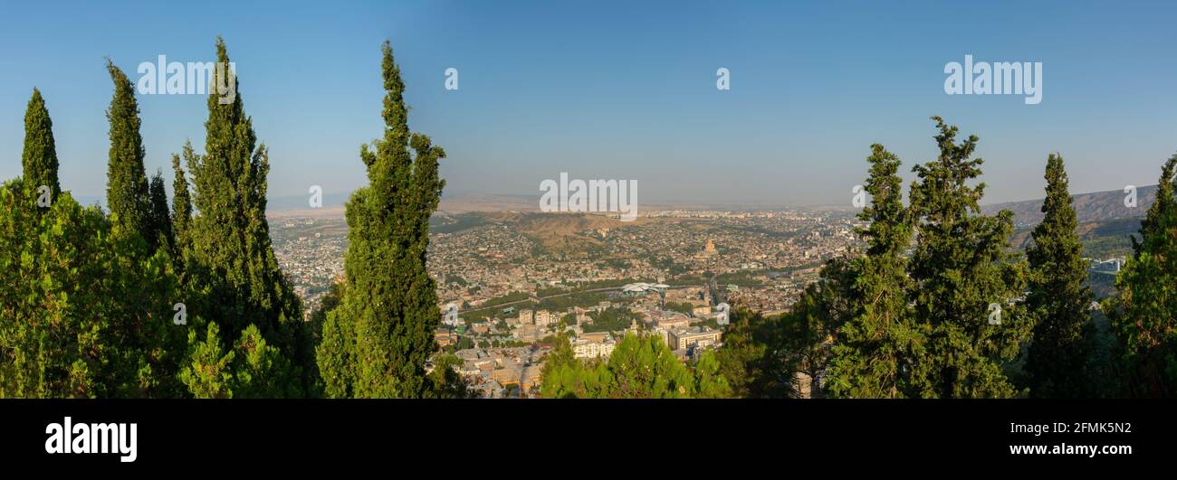Beautiful panoramic view of the city of Tbilisi during the day from the ...