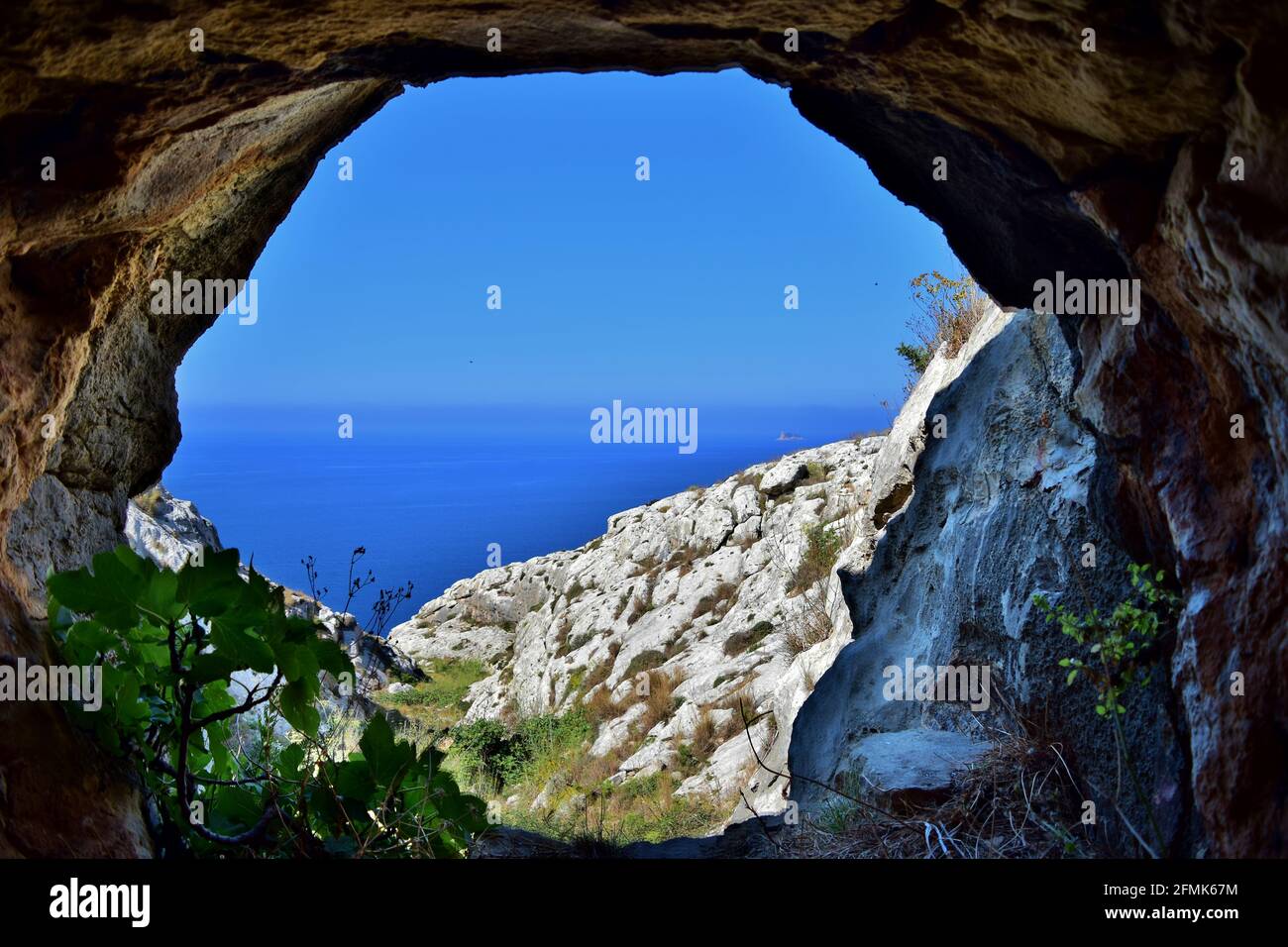 Mediterranean from inside a coastal cave in Malta Stock Photo - Alamy