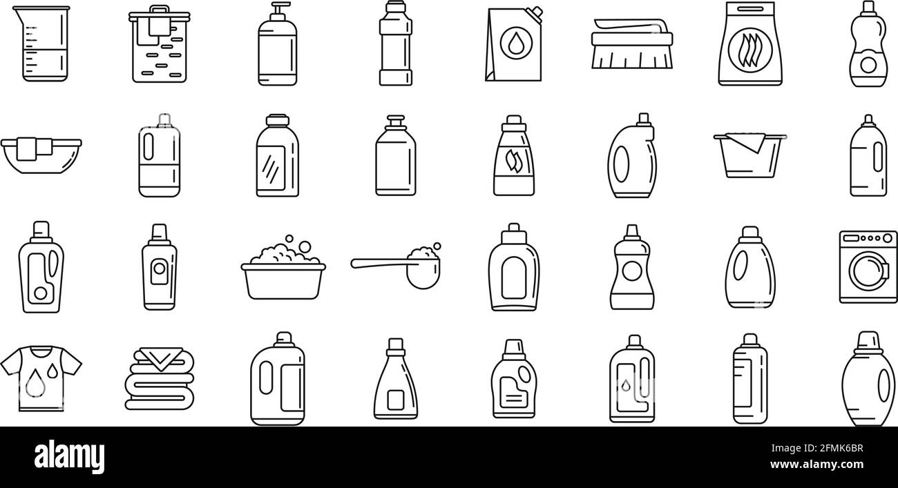 Wash softener icons set, outline style Stock Vector Image & Art - Alamy