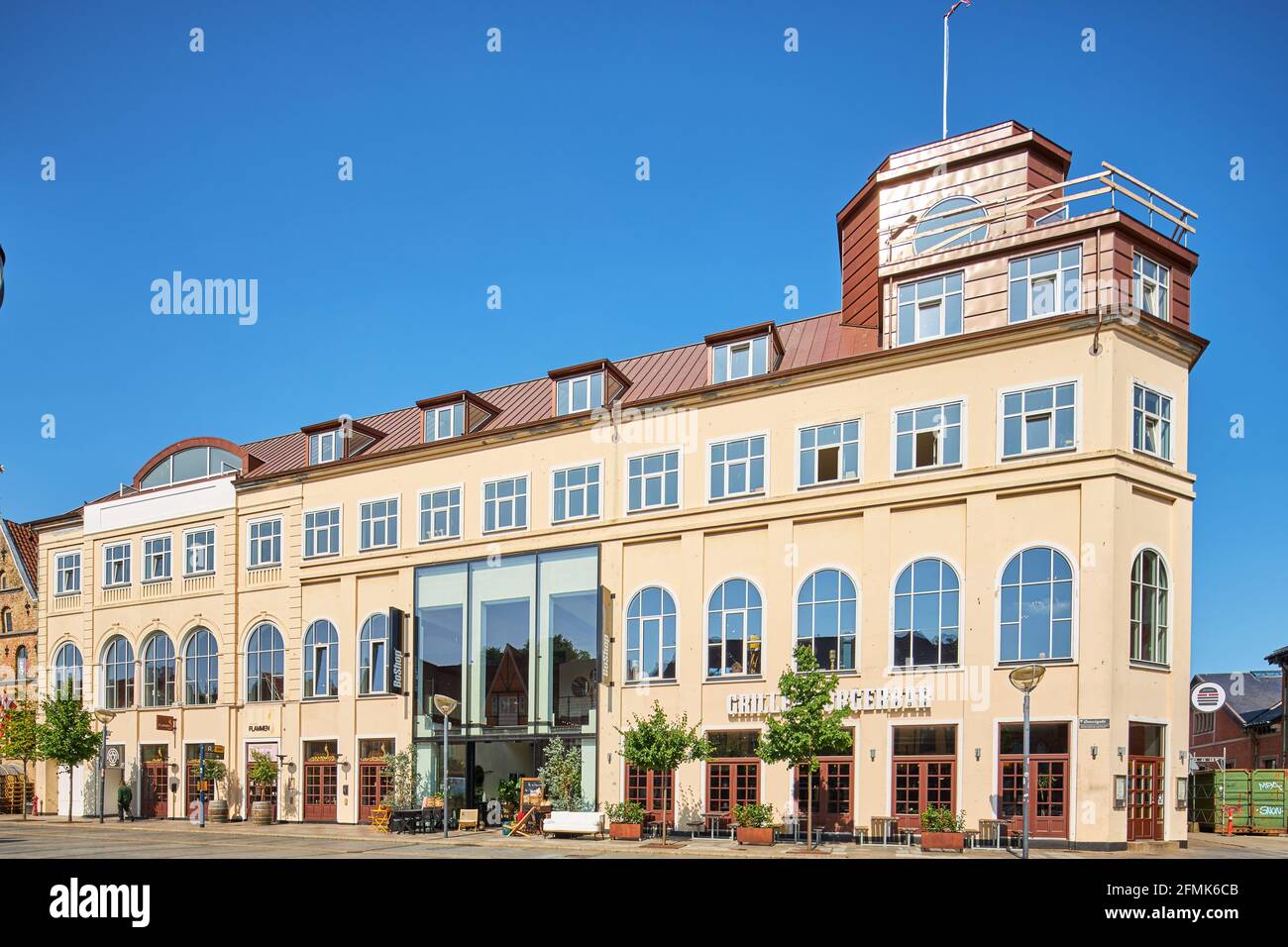 a modern restaurant building in city in denmark Stock Photo - Alamy