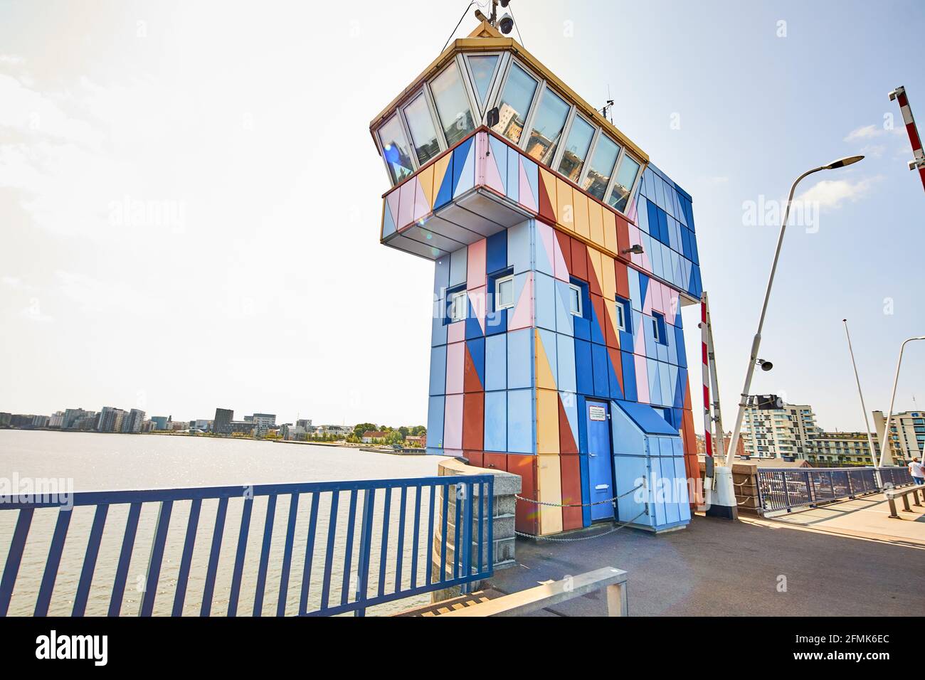 a very colorful and tall bridge tower in denmark Stock Photo - Alamy
