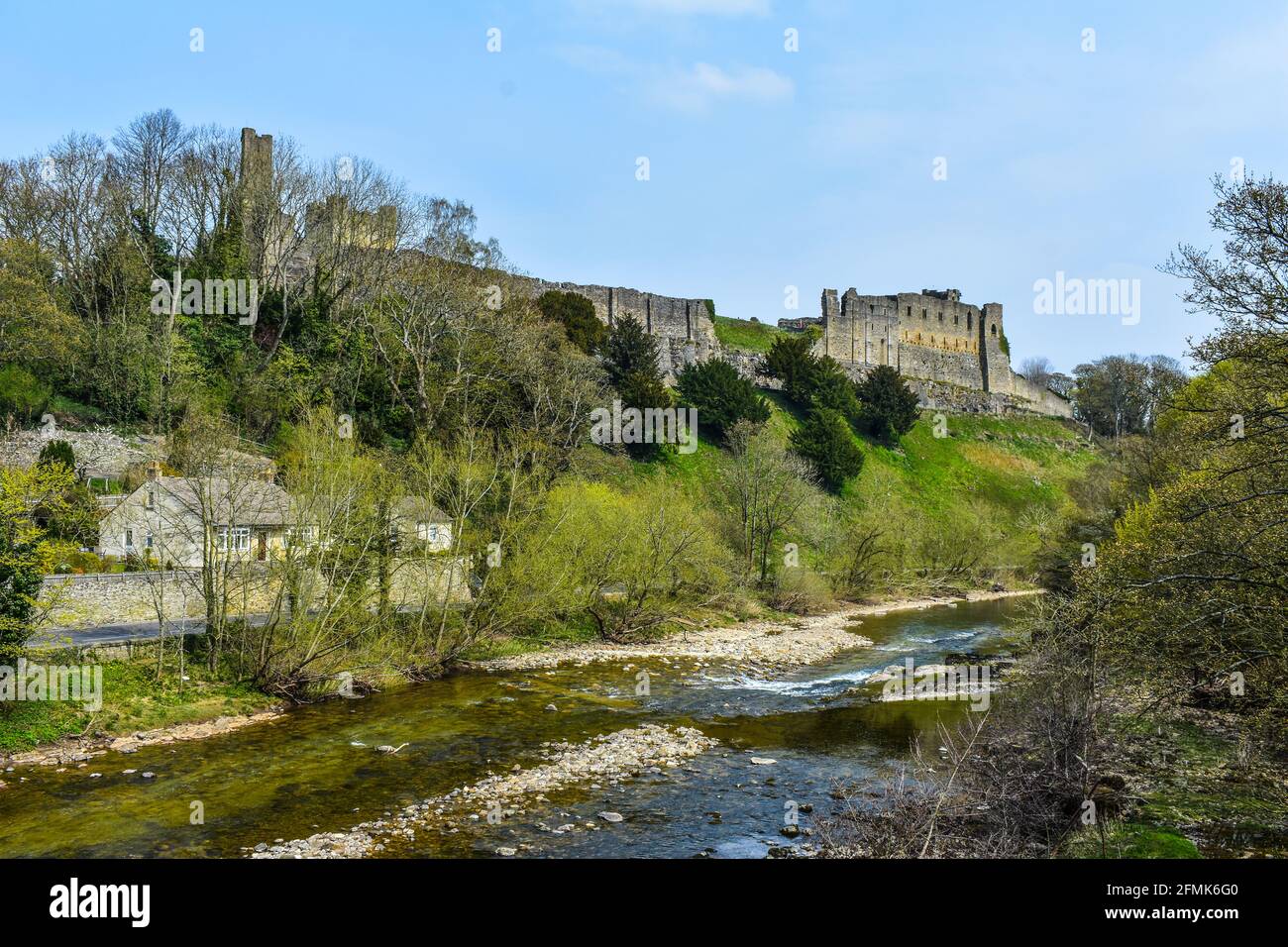 Richmond Castle from the river Swale Stock Photo - Alamy