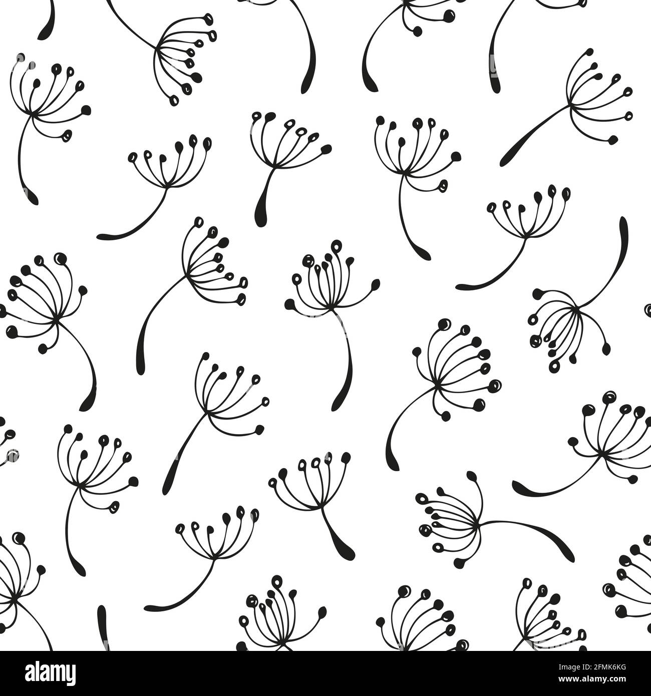 Flower doodle pattern, vector hand drawn floral background Stock Vector ...