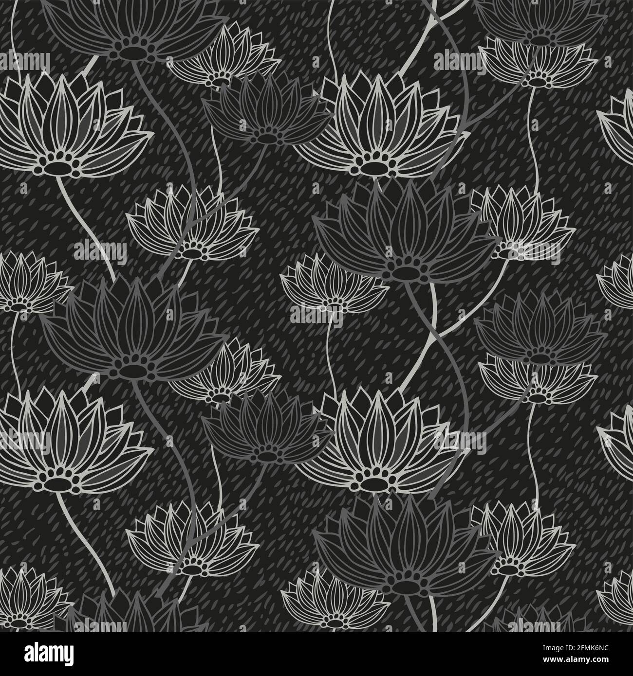 Flower doodle pattern, vector hand drawn floral background Stock Vector ...