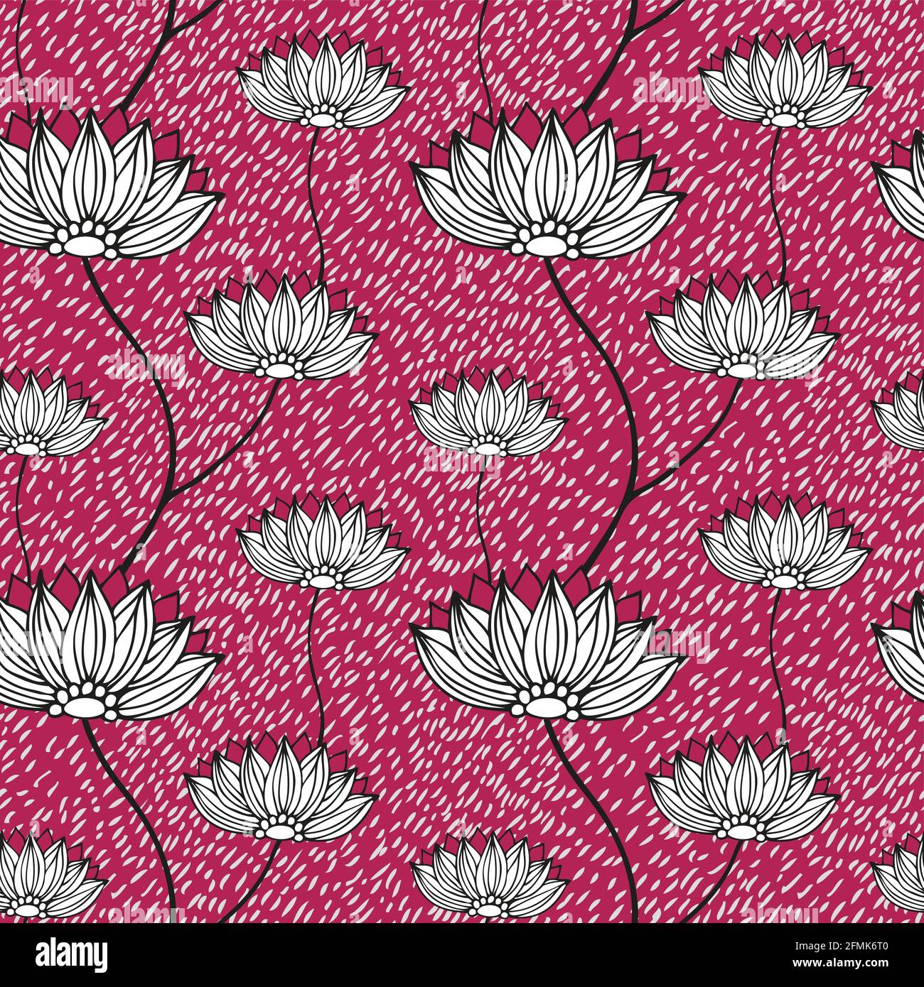 Flower doodle pattern, vector hand drawn floral background Stock Vector ...