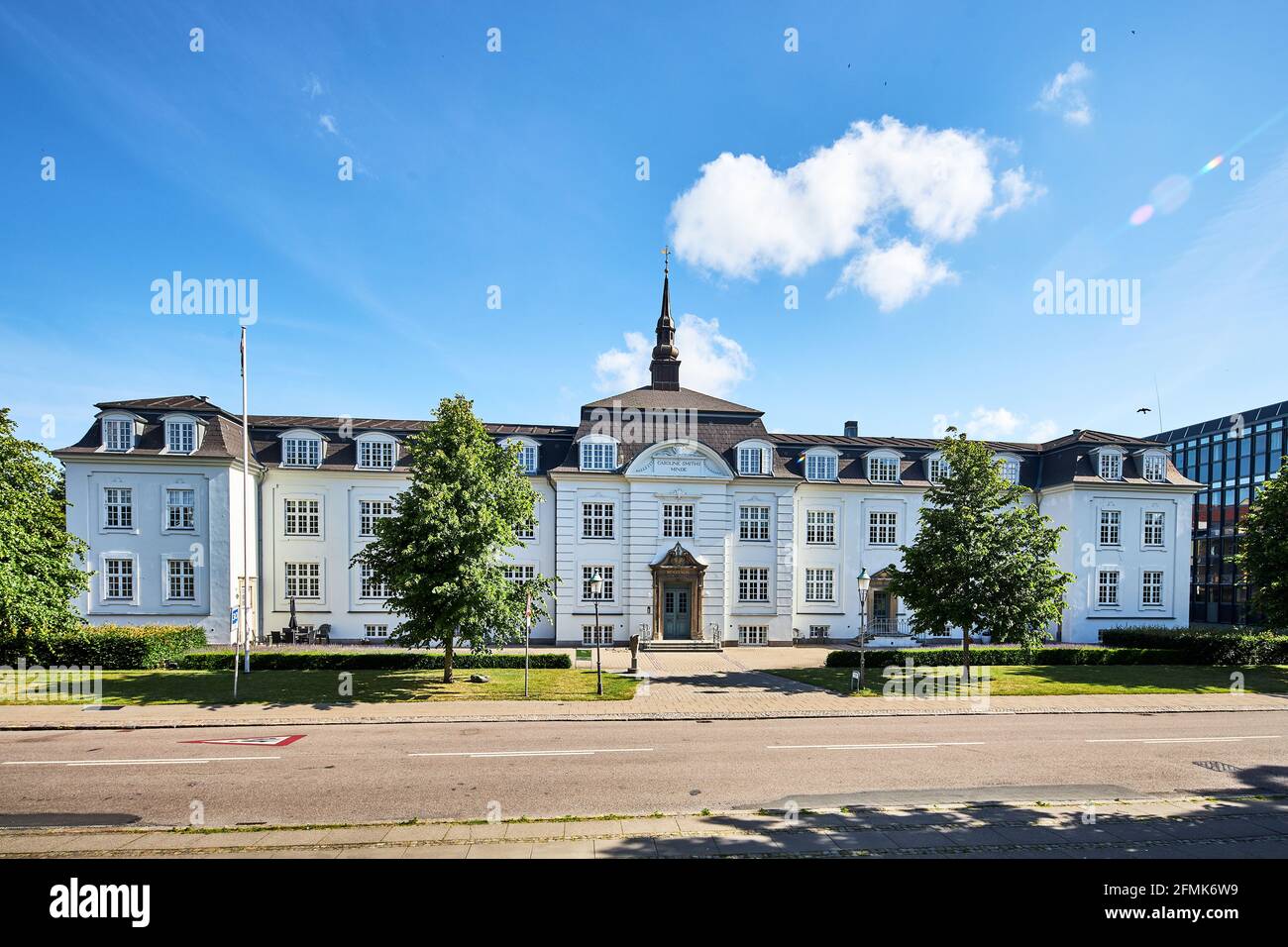 beautiful old and traditional white building in denmark Stock Photo - Alamy