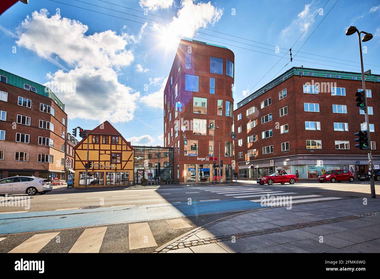 bottle shape condo building in the city in denmark Stock Photo - Alamy
