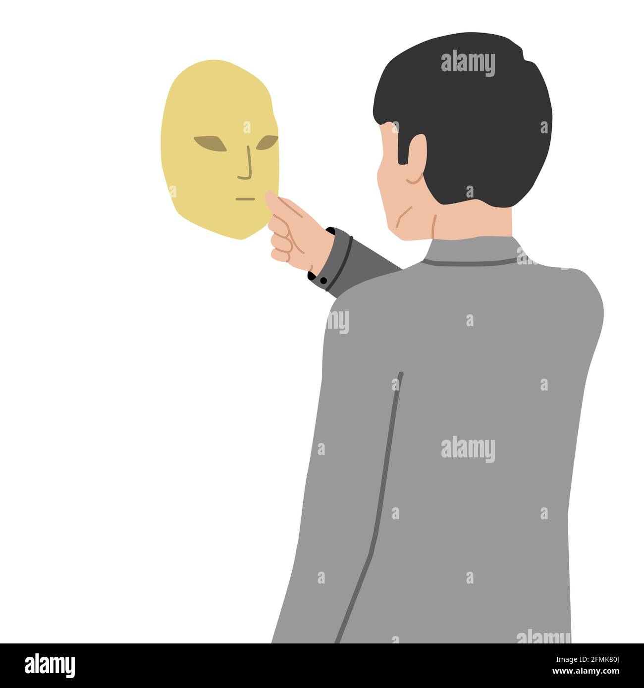 Vector illustration of a person who hides his identity. A mysterious ...