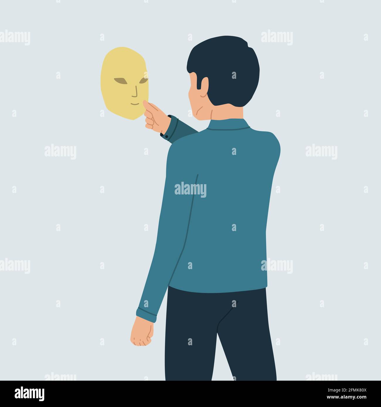 Vector illustration of a person who hides his identity. A mysterious ...