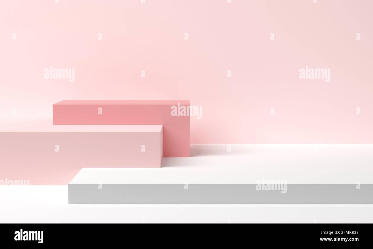 Pastel pink and white abstract geometric shapes. Minimal style. 3d ...