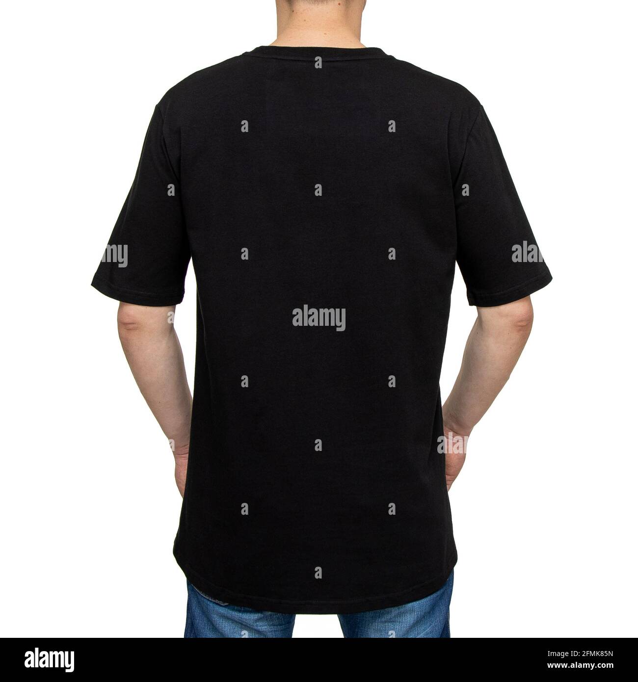 T-shirt with on man isolated on white background, back view. Layout ...