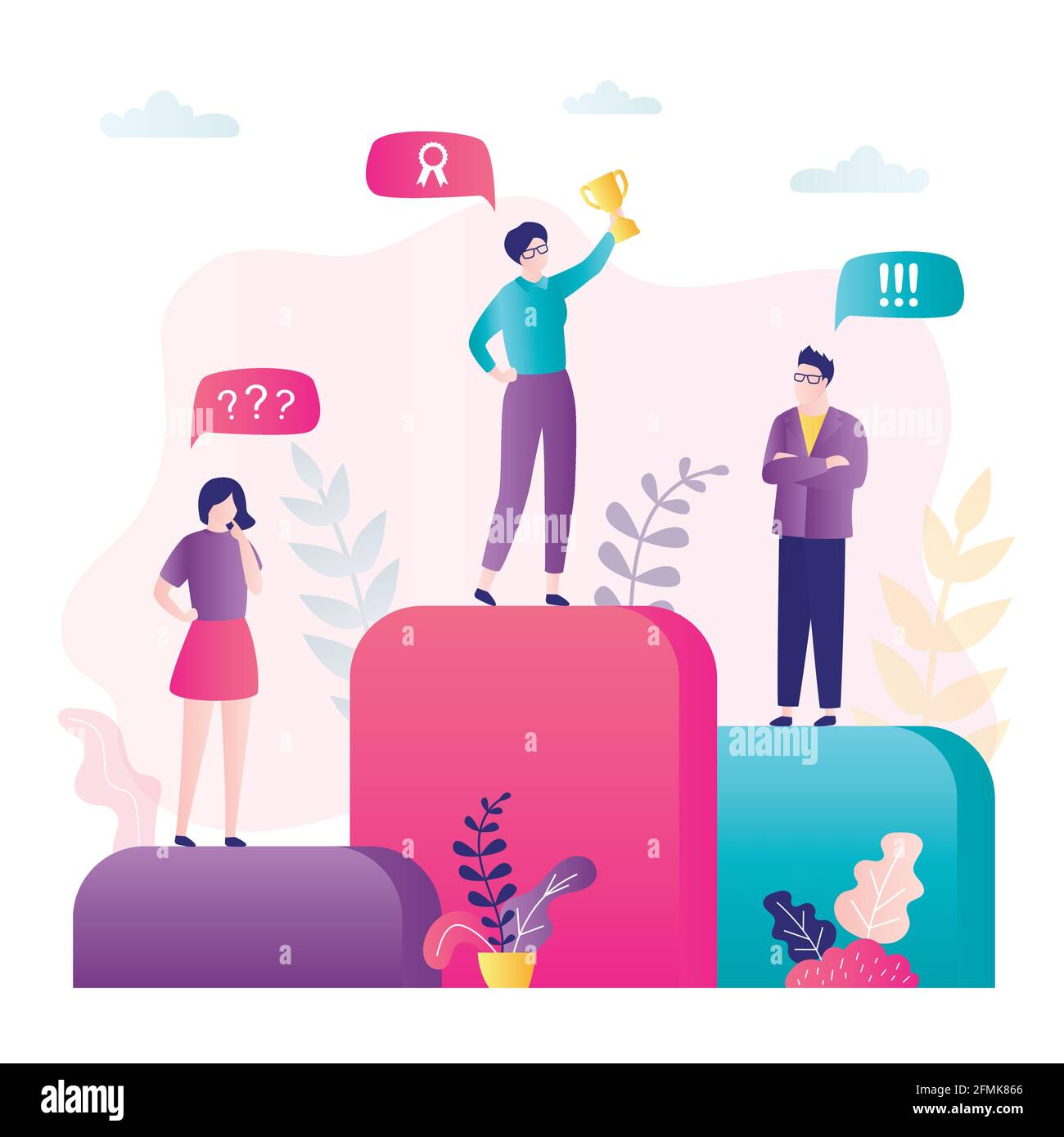 Career ladder concept. Success in business, three various ...