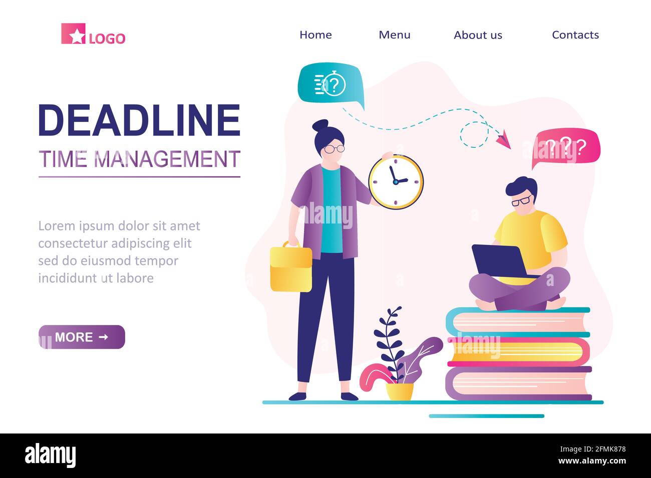 Time management and deadline landing page template. Female boss ...