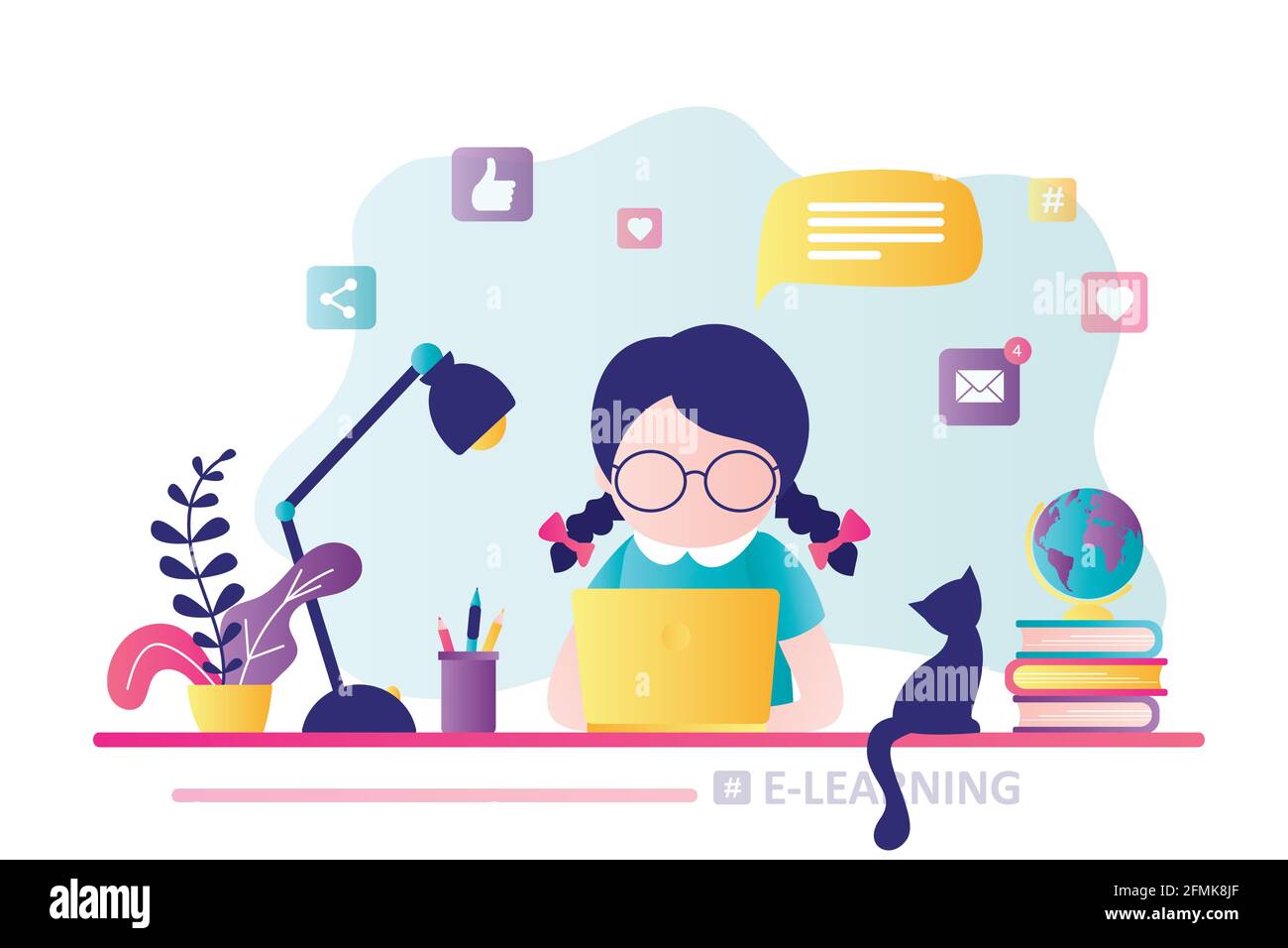 Children and classroom and laptop Stock Vector Images - Alamy